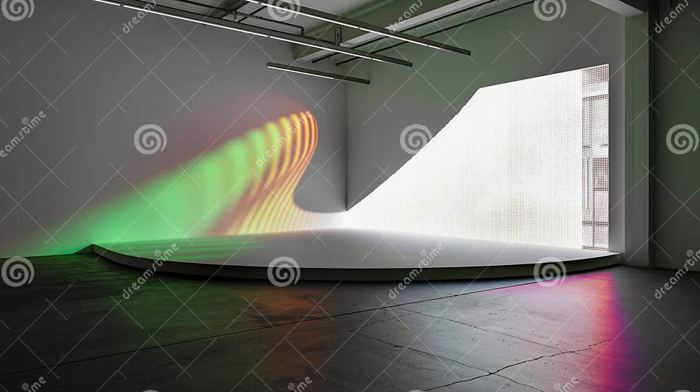 Modern Art Installation with Vibrant Light Shadow Patterns in ...