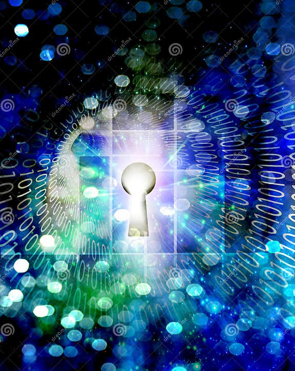 Keyhole and binary code stock illustration. Illustration of cyberspace ...