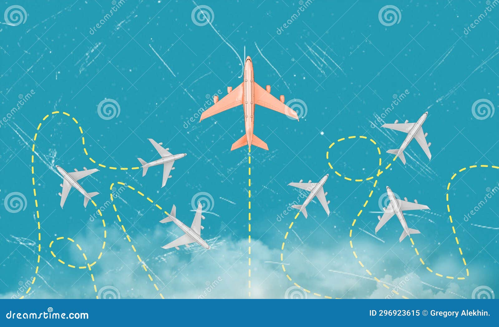 Modern Artistic Collage Featuring Multiple Airplanes Stock Illustration ...