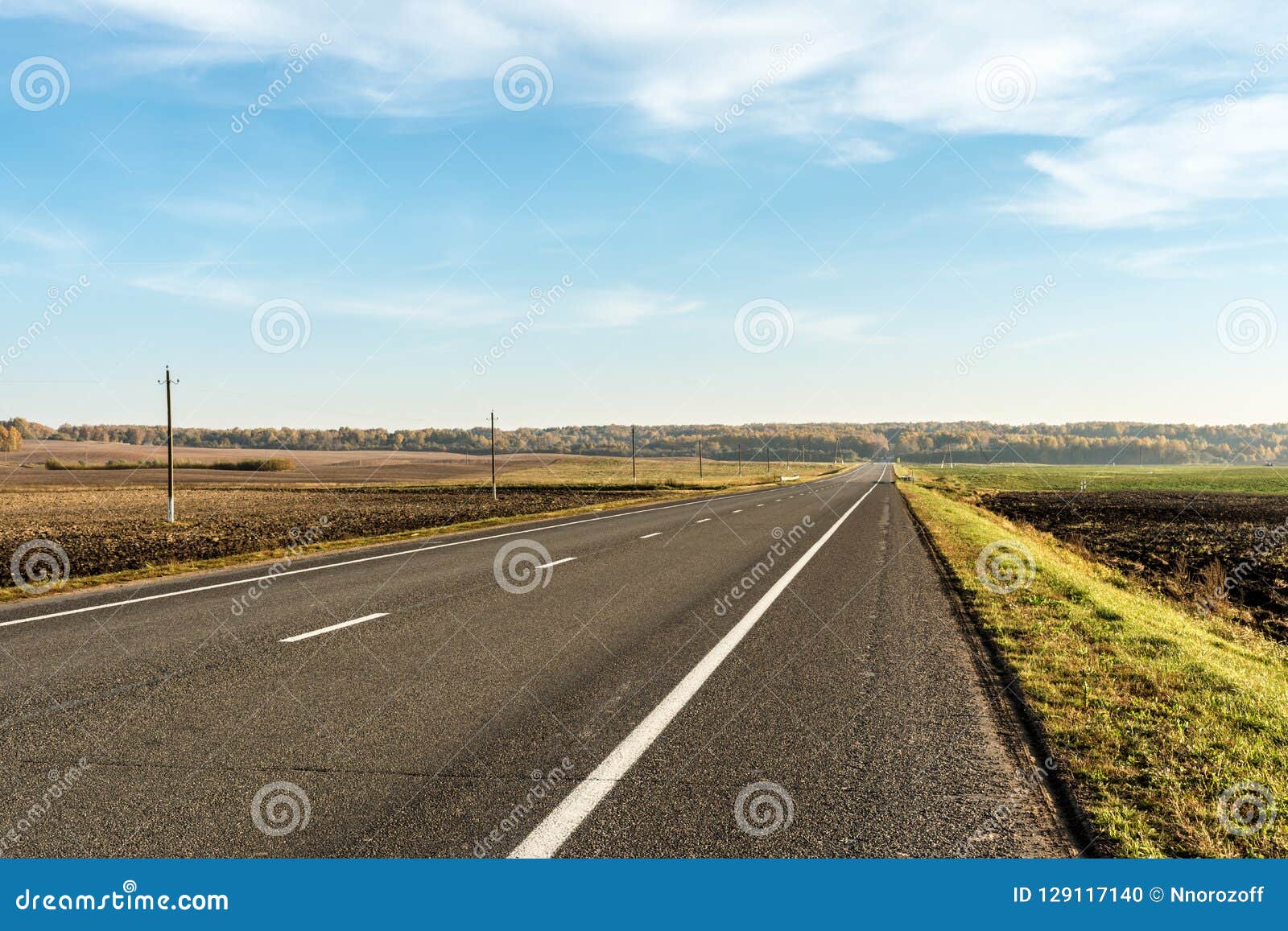 Modern Asphalt Road with Road Marking Elements Stock Photo - Image of ...
