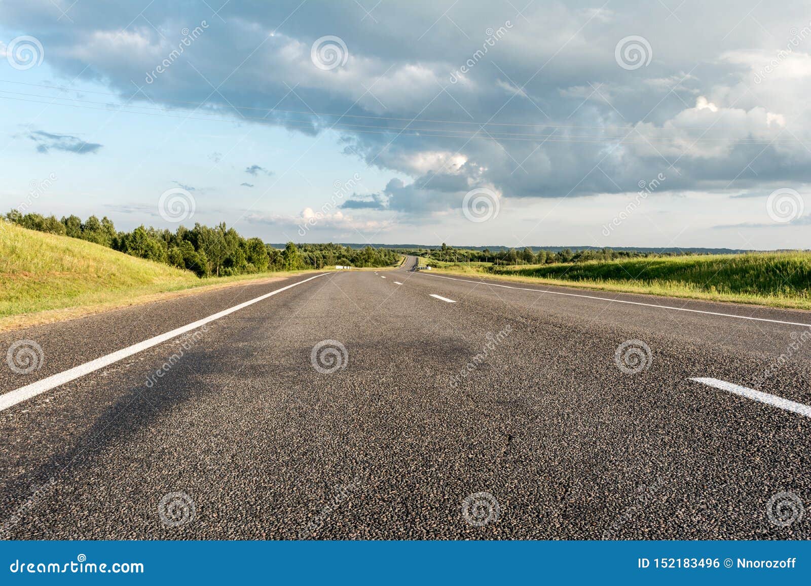 Modern Asphalt Road with Road Marking Elements. Perspective View of a ...