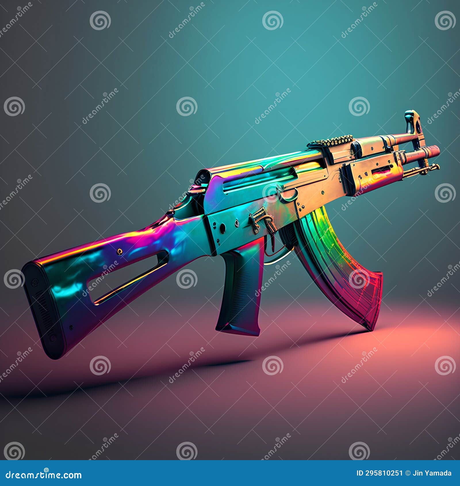 Modern Assault Rifle on a Blue Background. 3D Rendering Stock ...