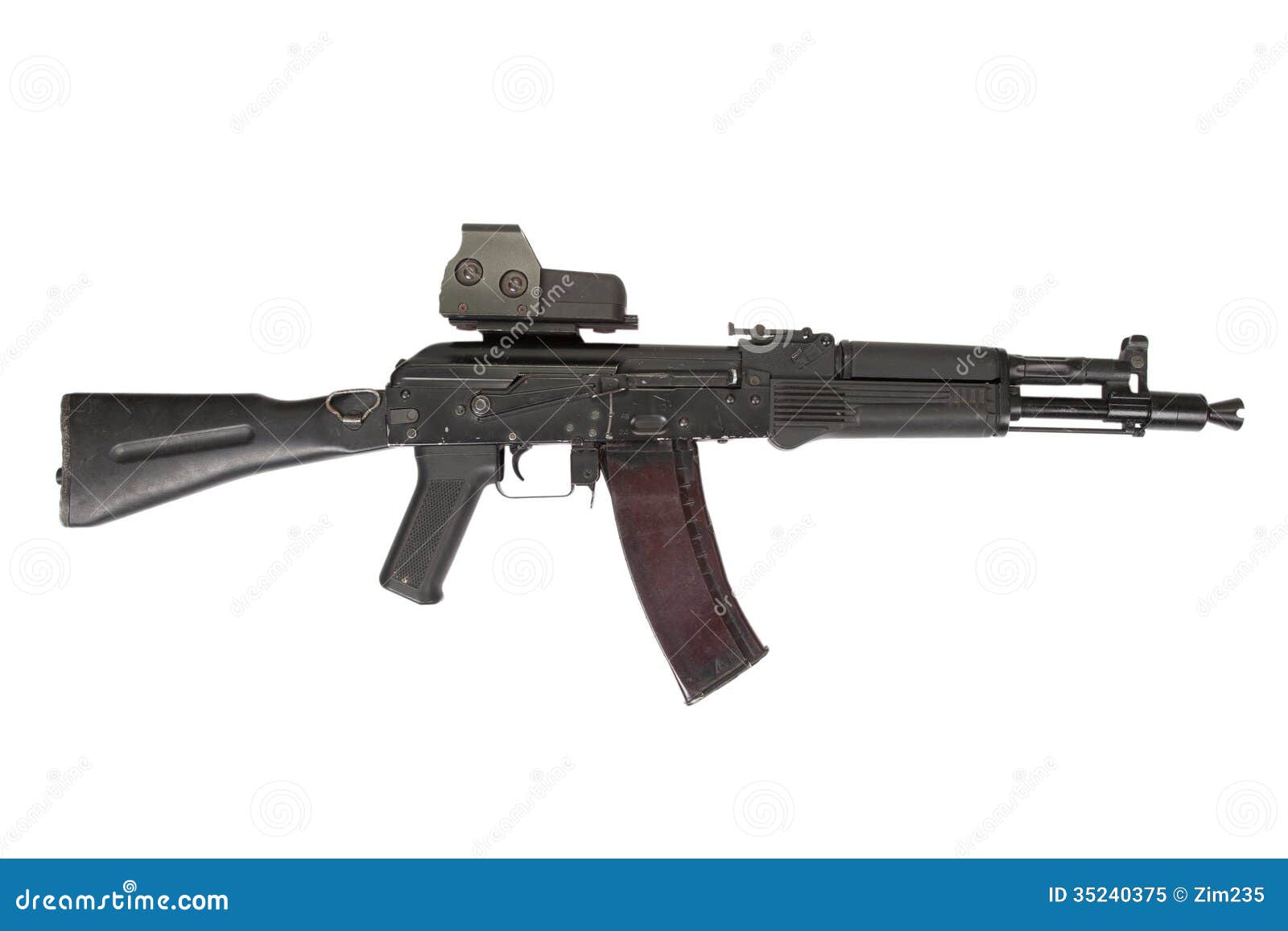 Modern Assault Rifle with Sight on White Stock Image - Image of closeup ...