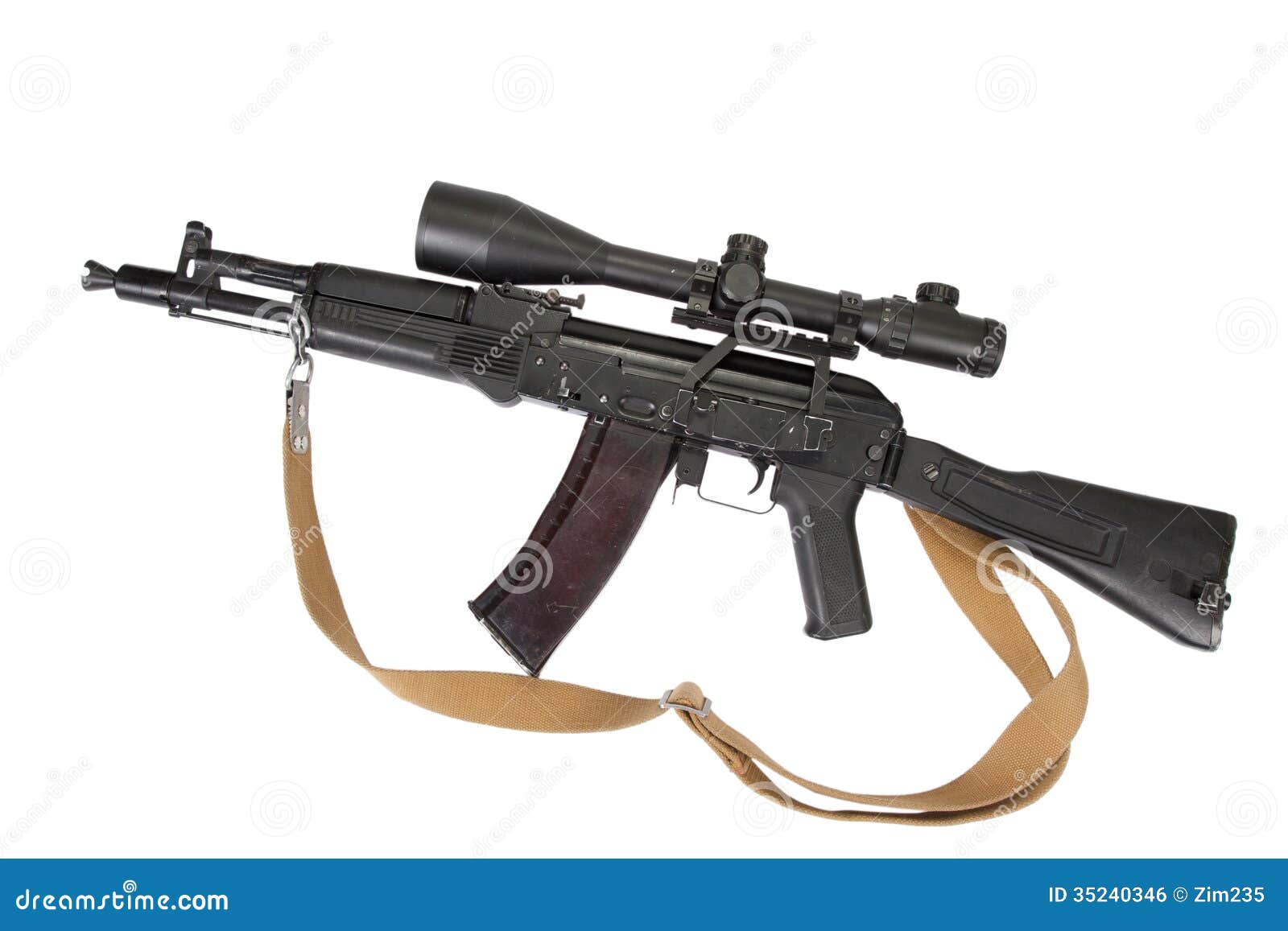Modern Assault Rifle with Telescopic Sight on White Stock Photo - Image ...