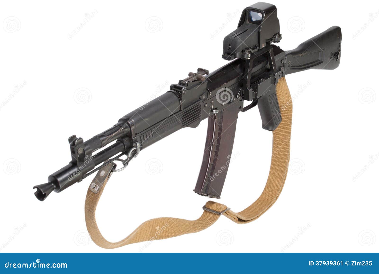 Modern Assault Rifle on White Stock Image - Image of kalashnikov, black ...