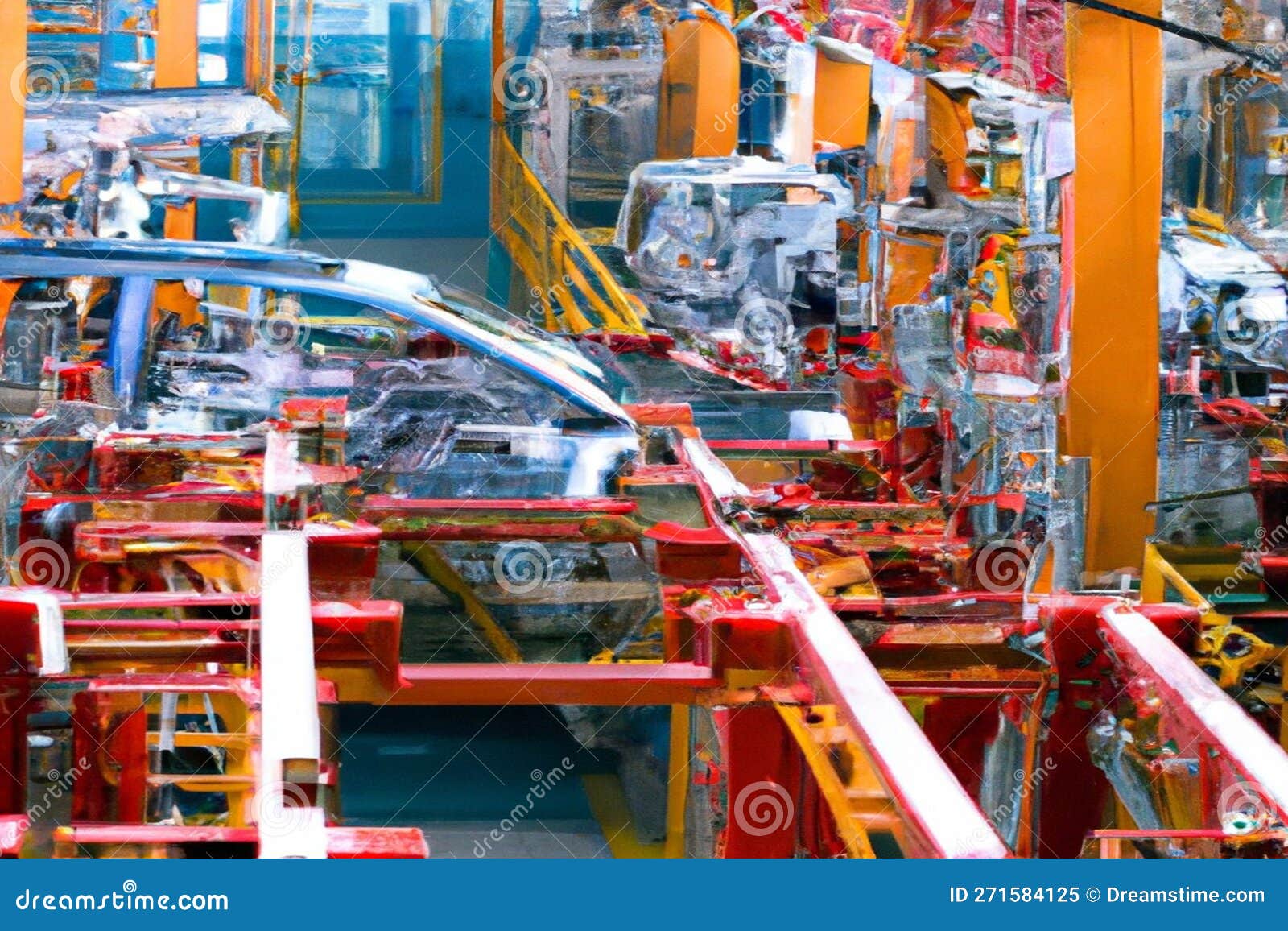 Assembly Line in Car Factory Stock Illustration - Illustration of ...
