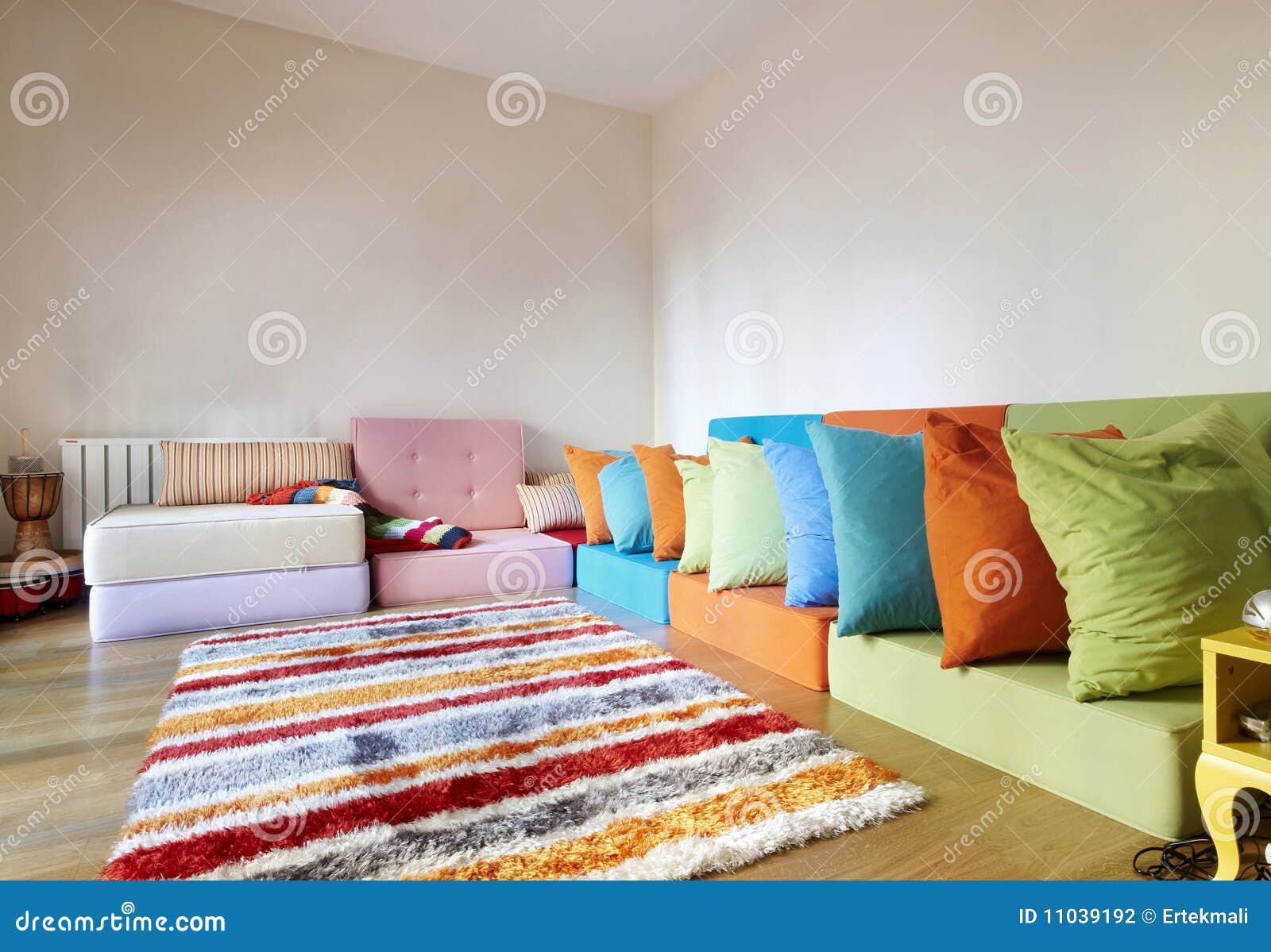 Modern Assorted Colored Rattan Sitting Room Stock Photo - Image of ...