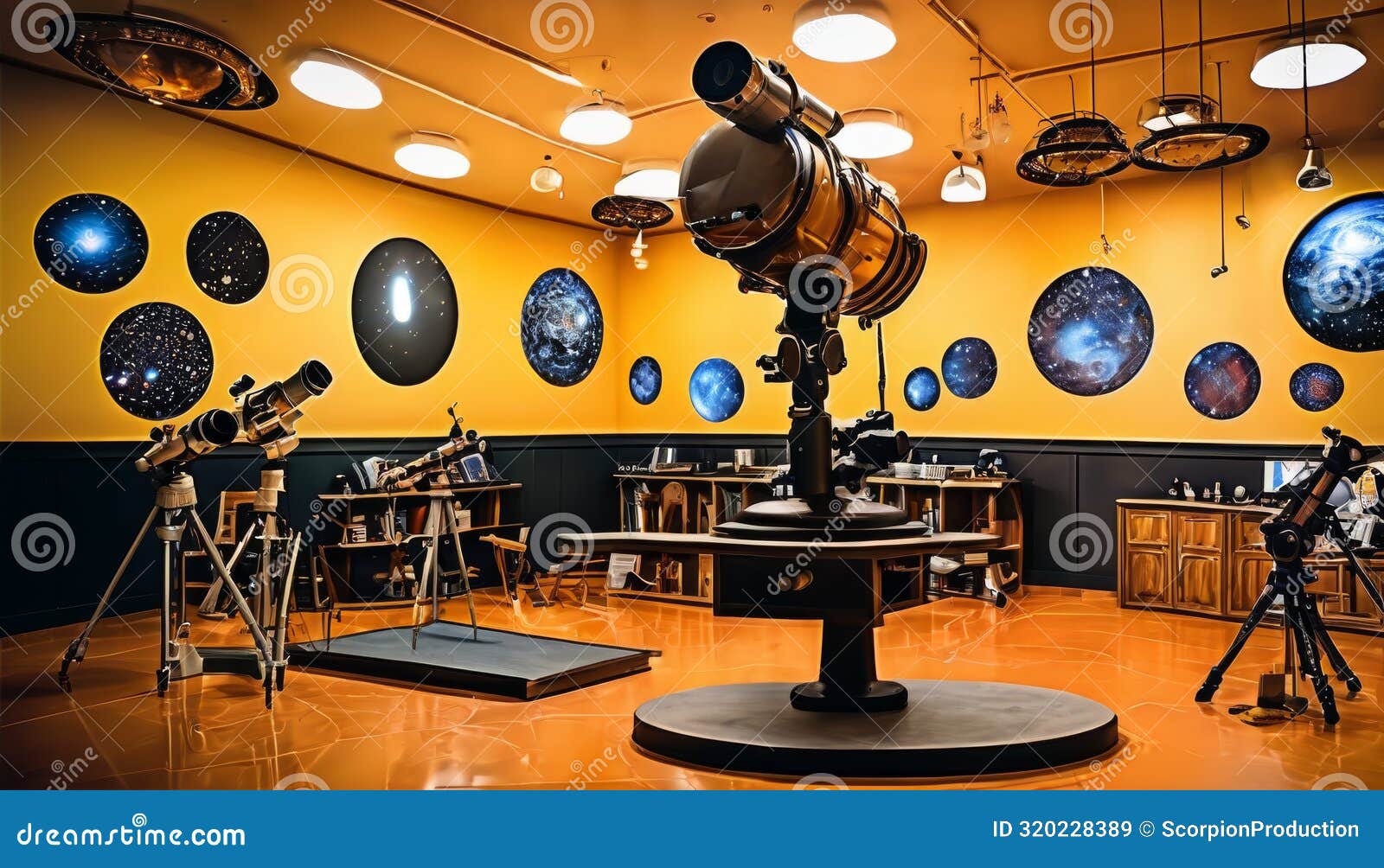 Modern Astronomy Exhibition Room Stock Image - Image of educational ...