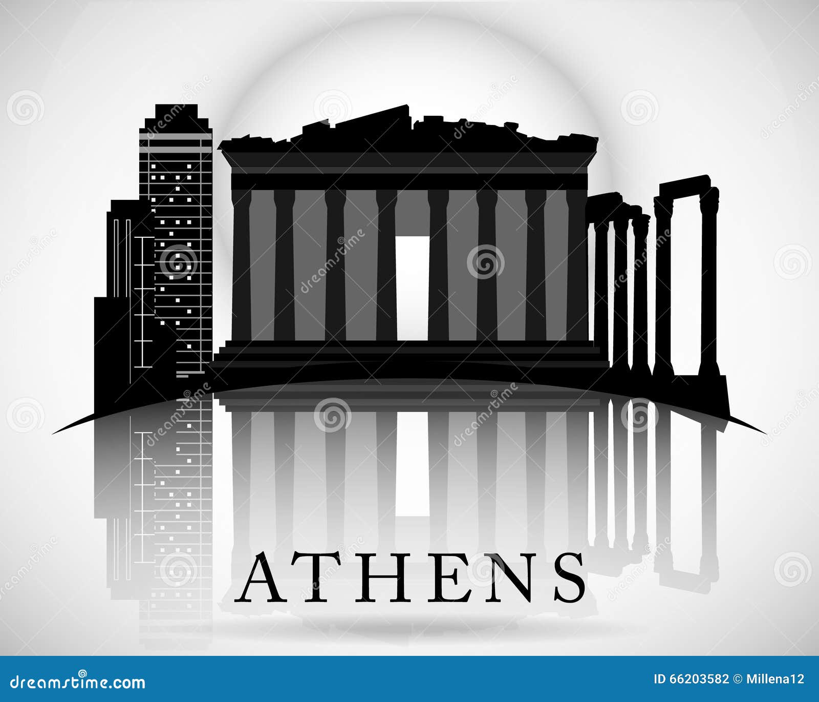 Modern Athens City Skyline Design. Greece Stock Vector - Illustration ...