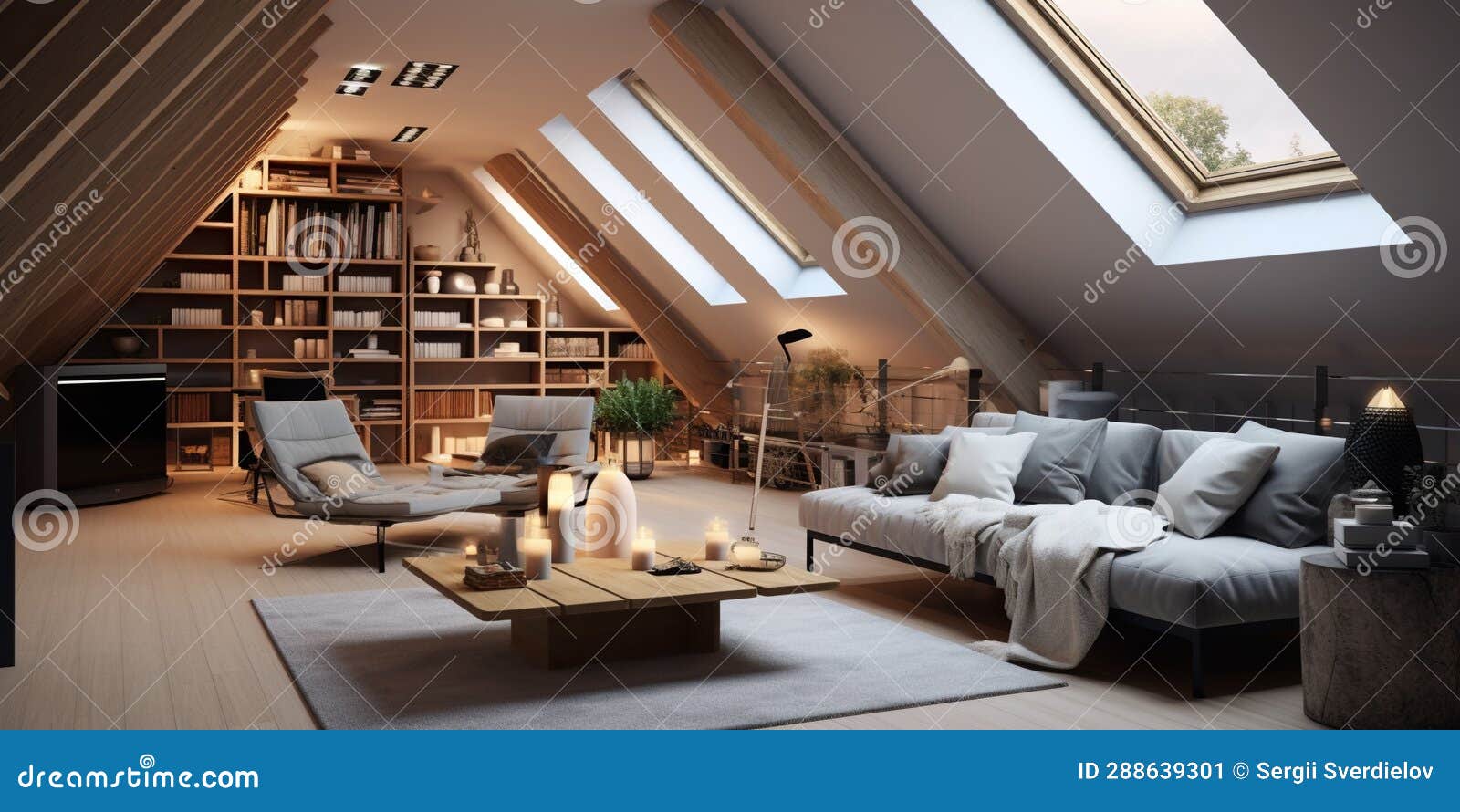 A Modern Attic Inside is a Stylish and Functional Living Space that Has ...