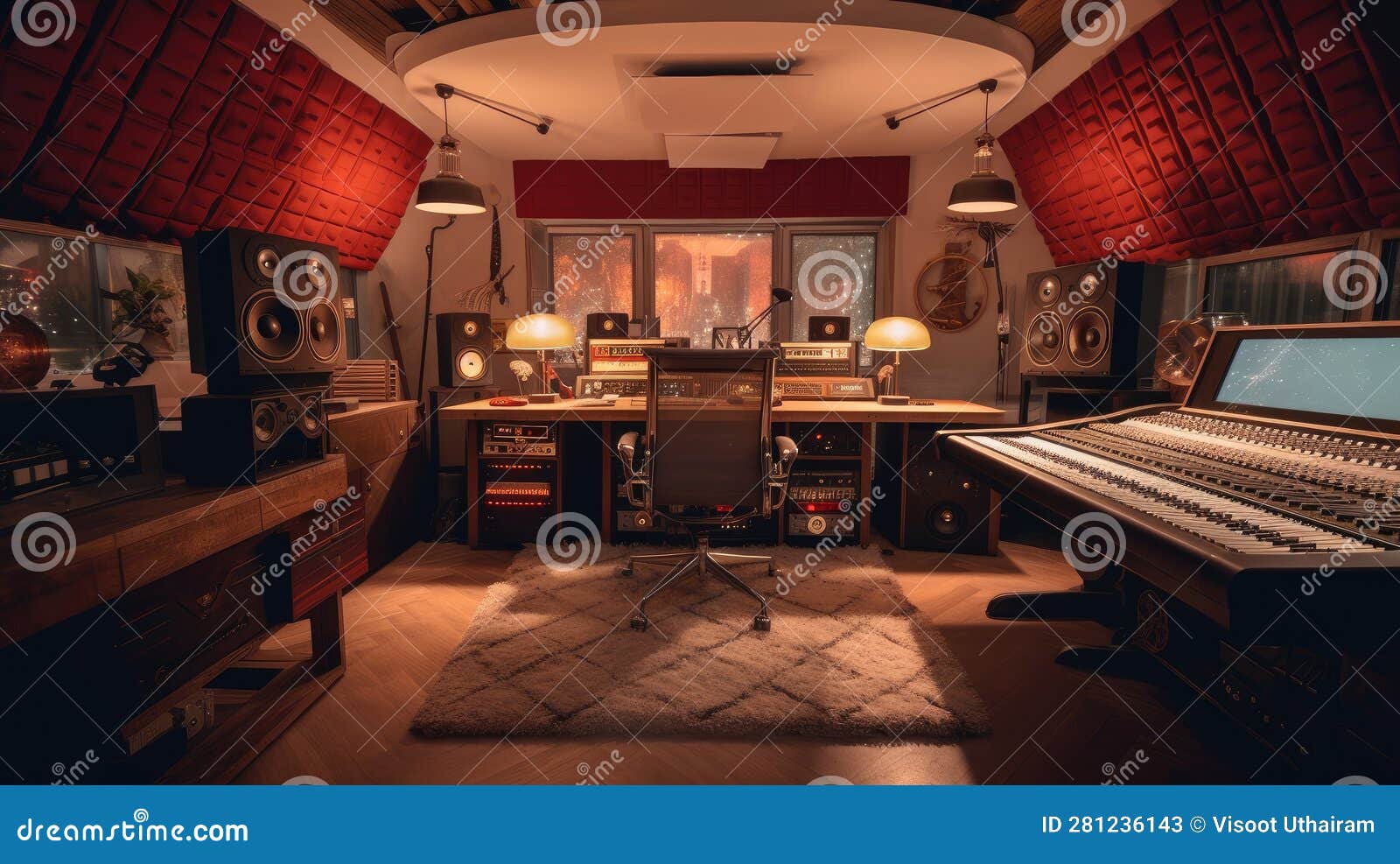 Modern Audio Recording Studio with Equipment and Recording Both, Mixing ...