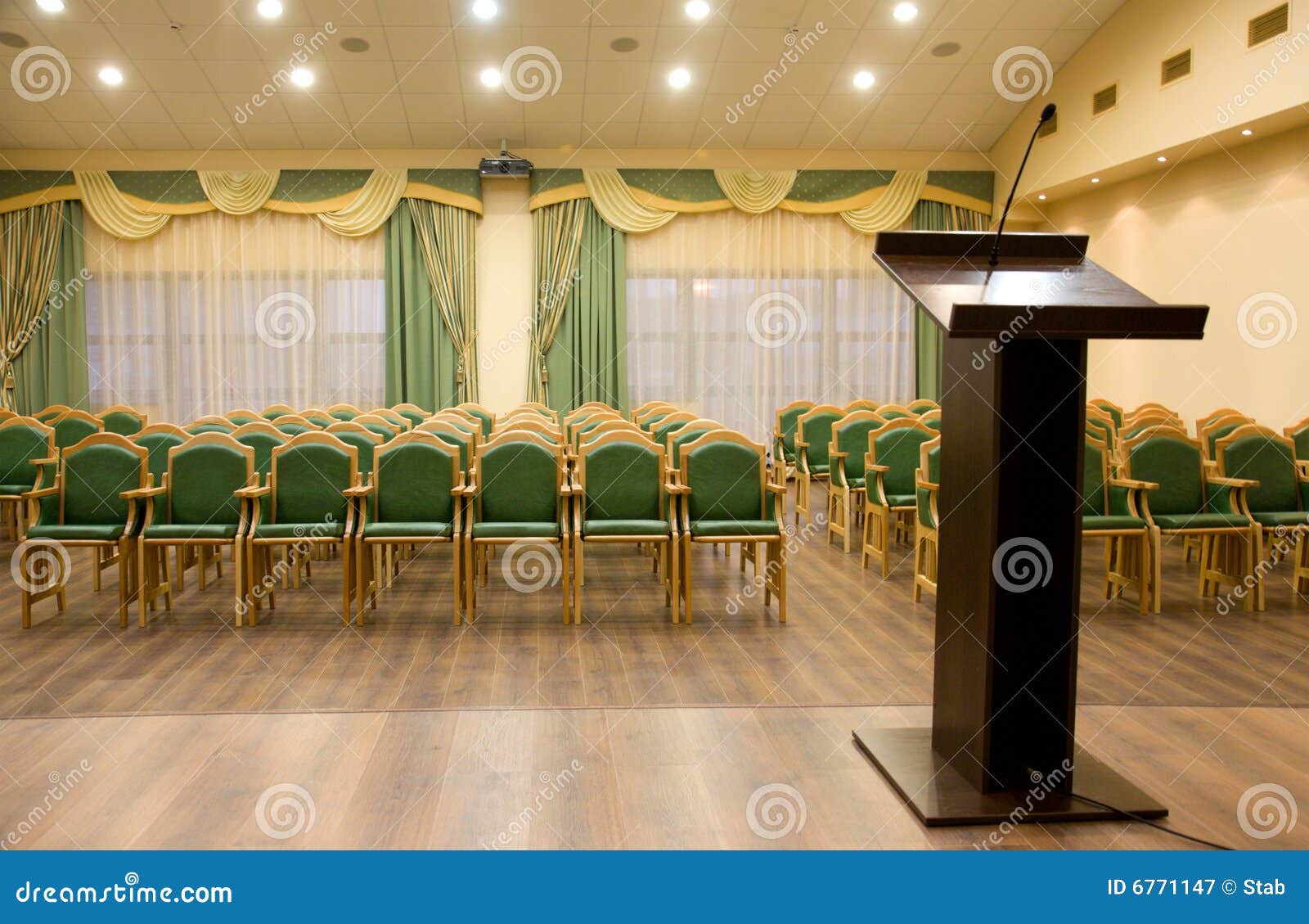 Modern Auditorium Hall with Tribune Stock Image - Image of screen ...