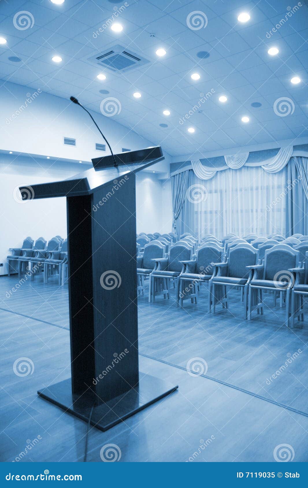 Modern Auditorium Hall with Tribune Stock Image - Image of audience ...