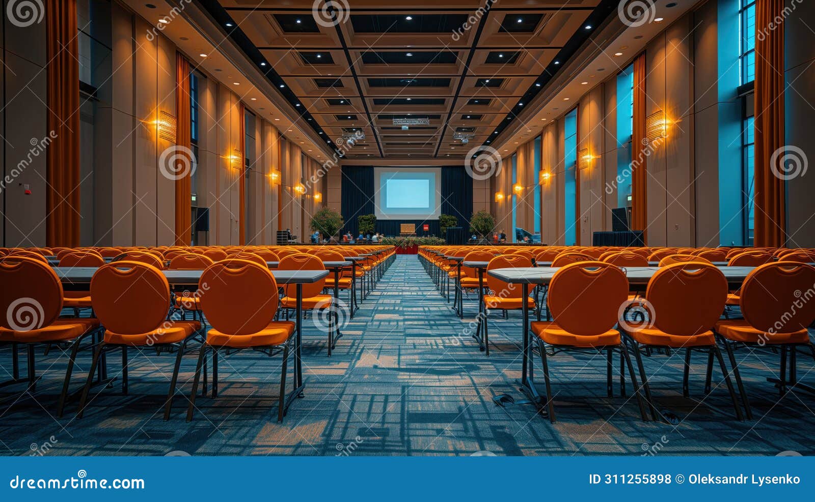 Modern auditorium interior stock illustration. Illustration of business ...