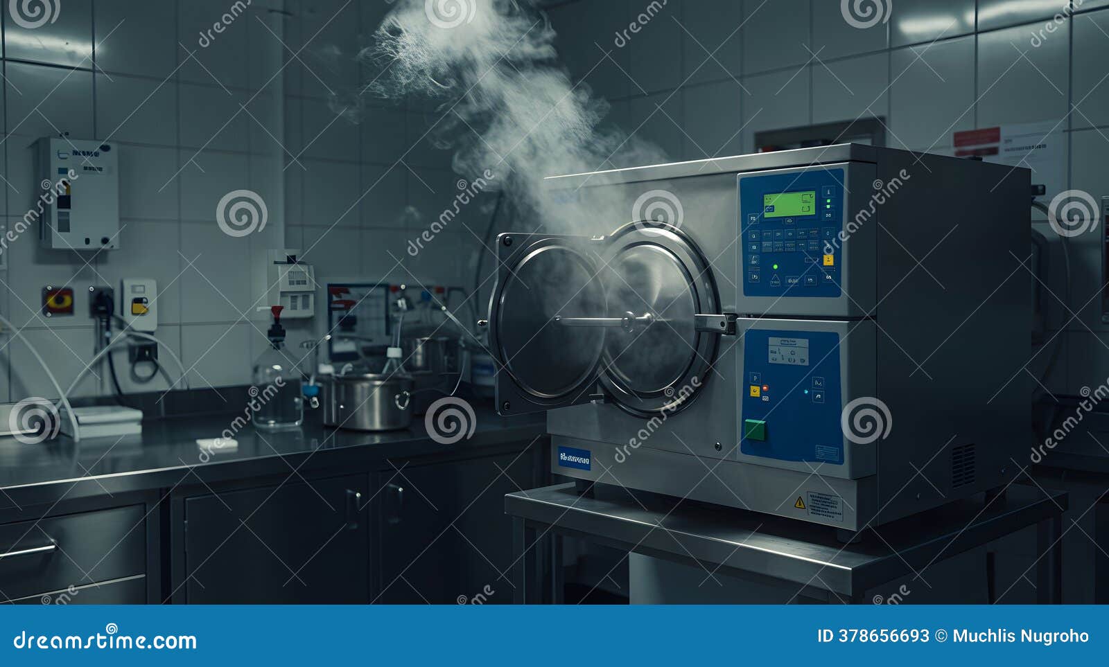 Steam Sterilization Of Cans. Line Art Style. Vector Illustration ...