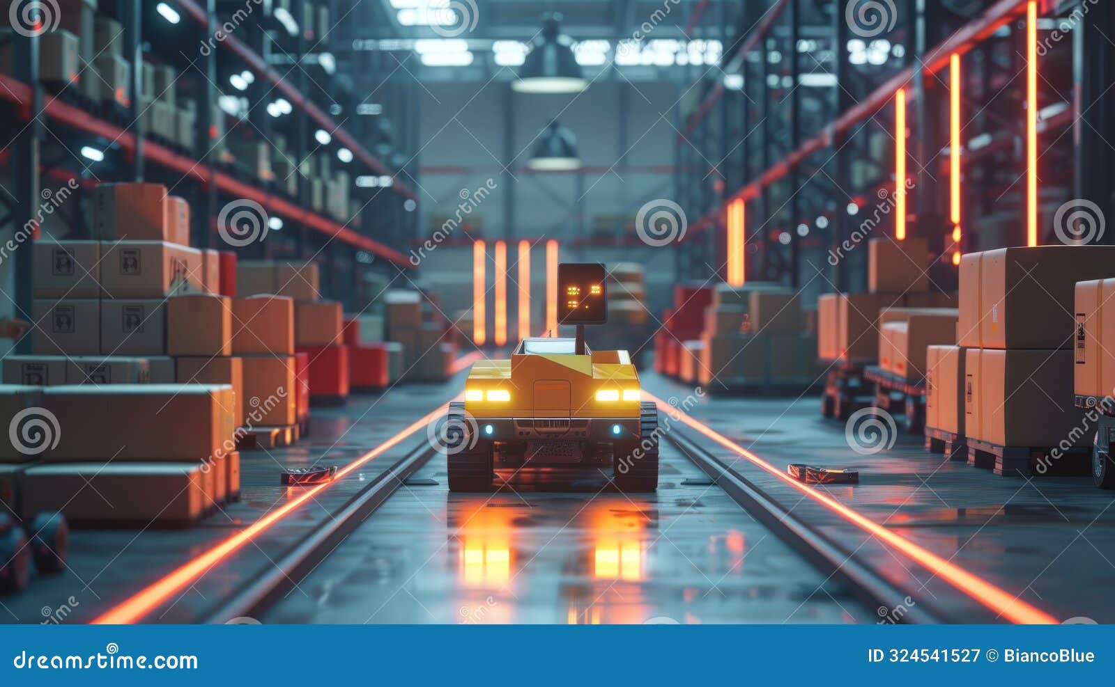 Modern Automated Warehouse Has Robotics and Conveyor Systems Powered by ...
