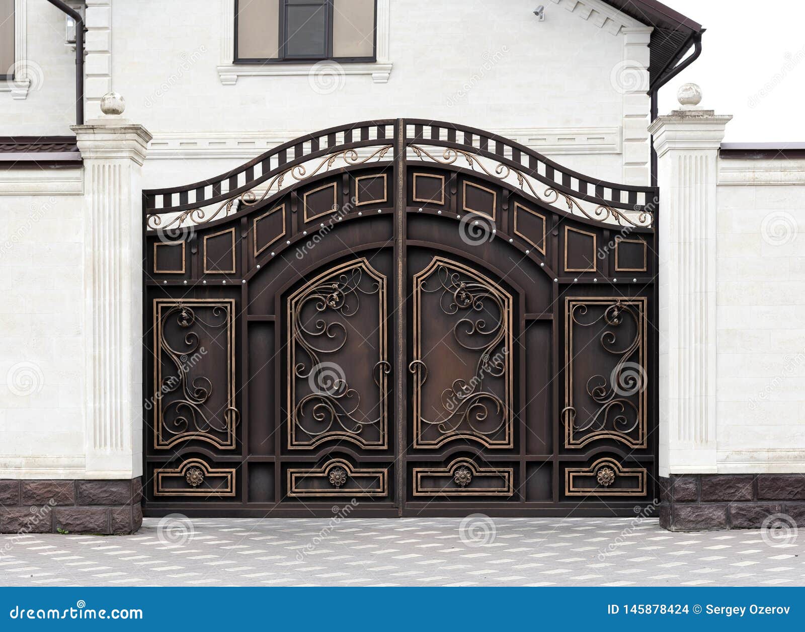 Modern Automatic Decorative Gates Stock Photo - Image of locked ...