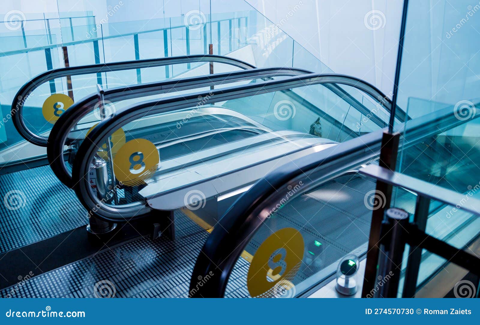 Modern Automatic Escalator System in Shopping Mall Stock Photo - Image ...