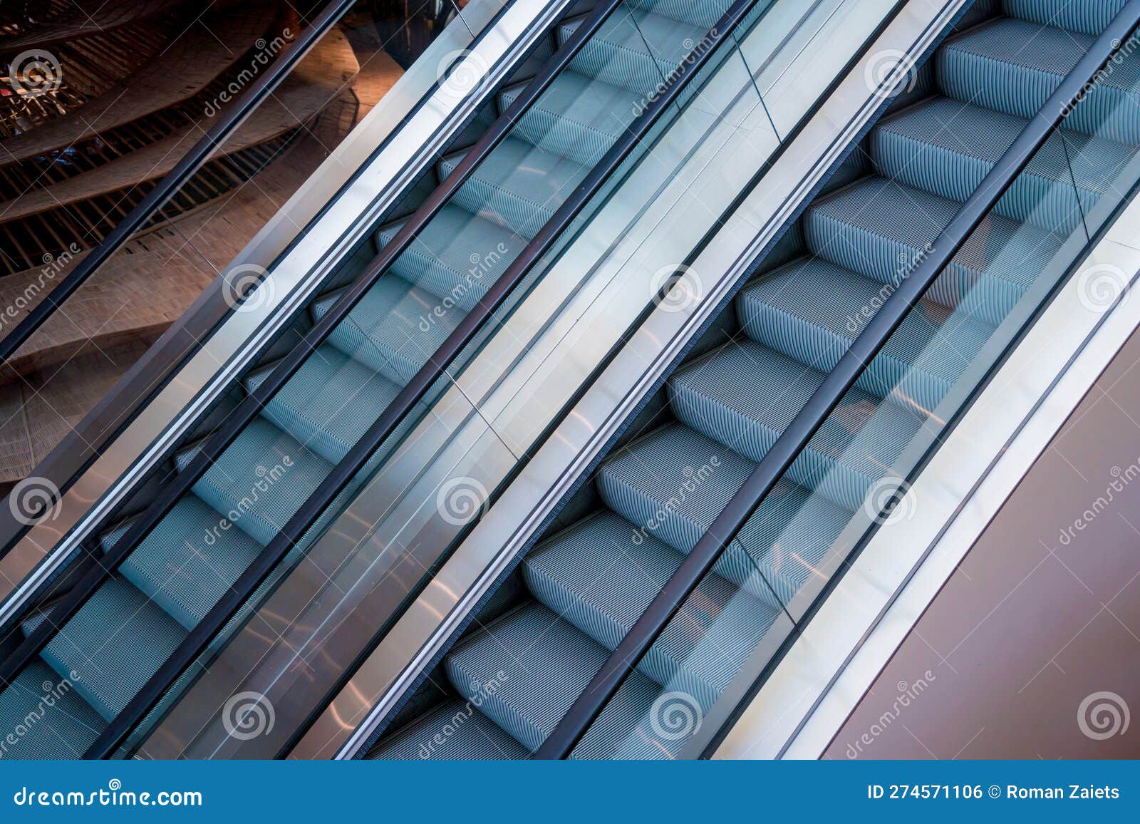 Modern Automatic Escalator System in Shopping Mall Stock Photo - Image ...