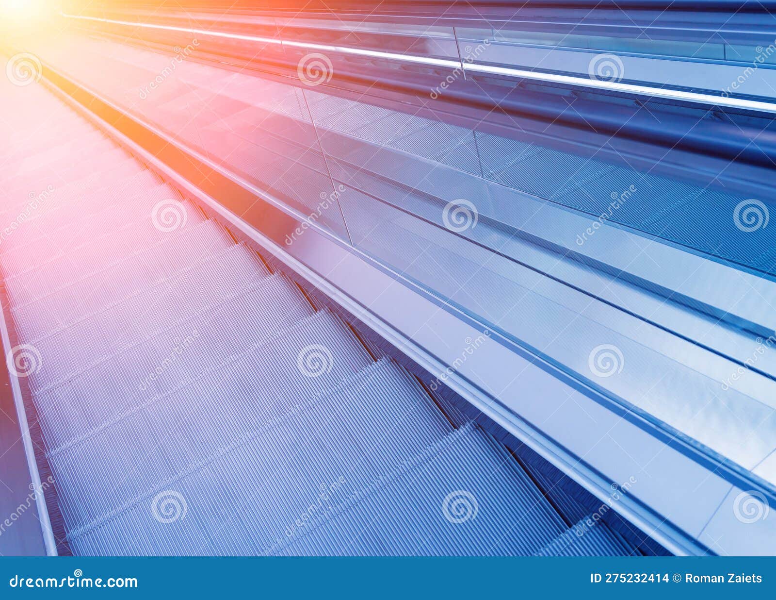 Modern Automatic Escalator System in Shopping Mall Stock Photo - Image ...
