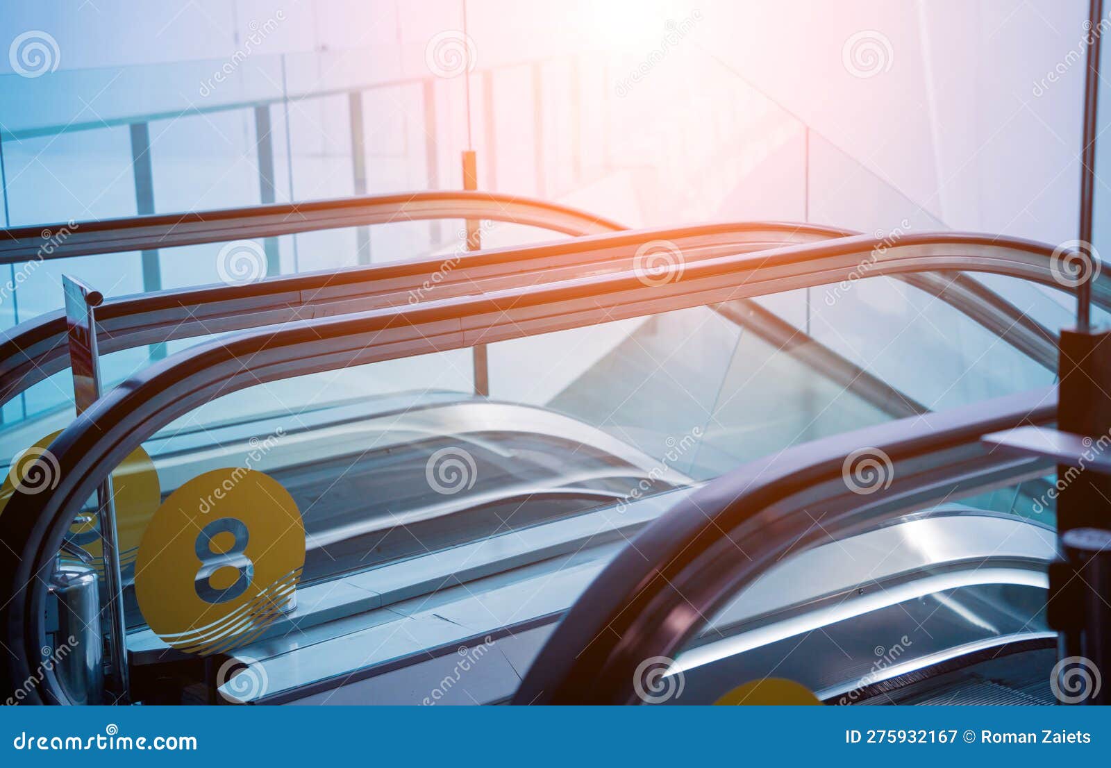 Modern Automatic Escalator System in Shopping Mall Stock Image - Image ...