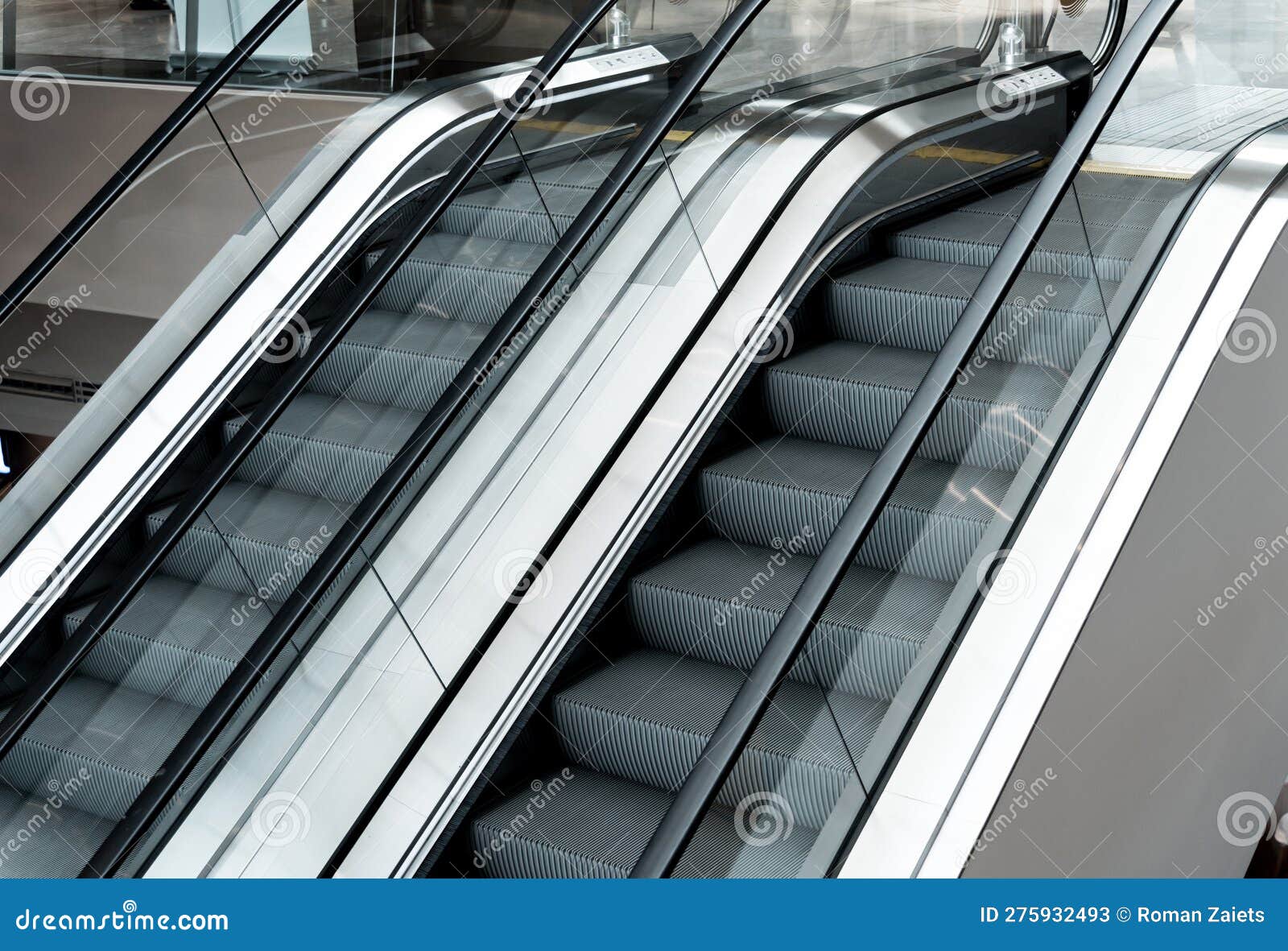 Modern Automatic Escalator System in Shopping Mall Stock Image - Image ...