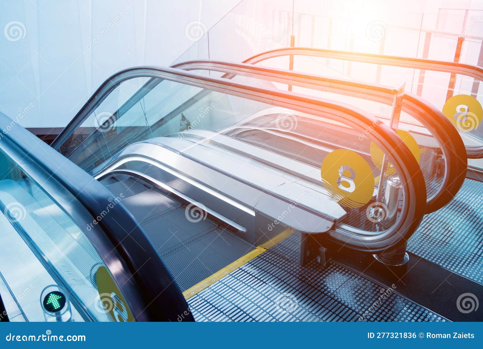 Modern Automatic Escalator System in Shopping Mall Stock Photo - Image ...