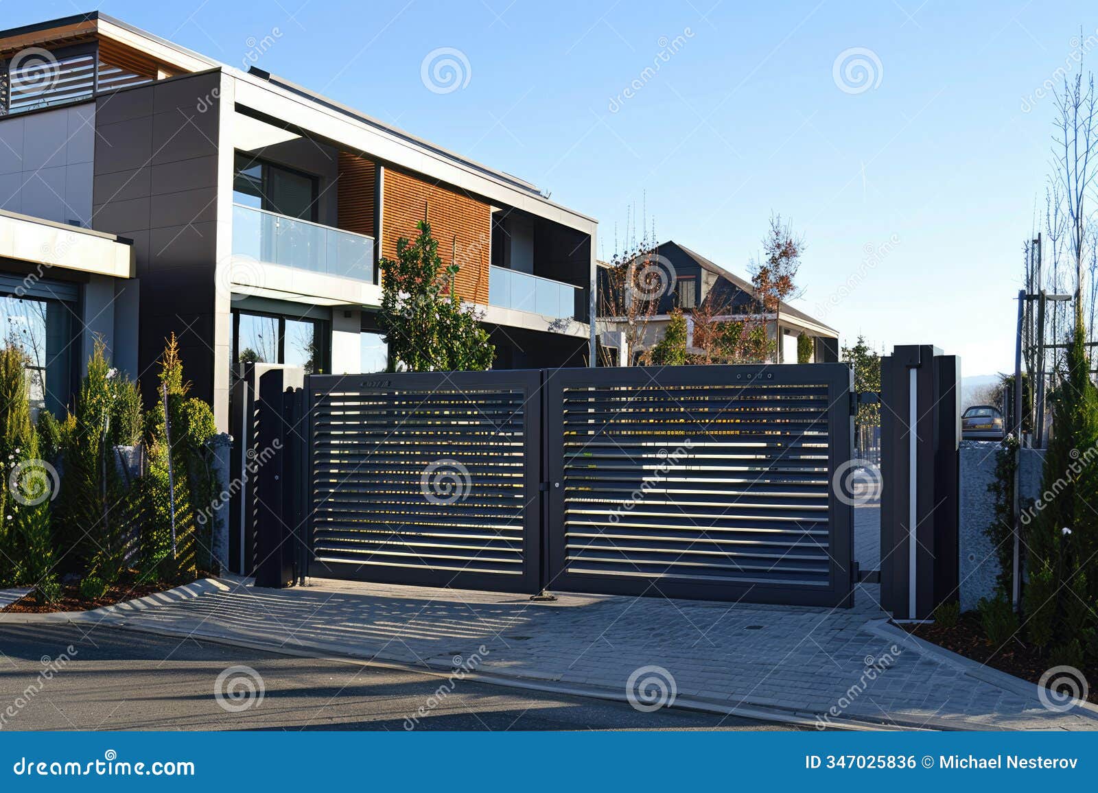 Modern Automatic Gate with Remote Control Stock Photo - Image of modern ...