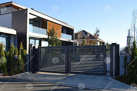 Modern Automatic Gate with Remote Control Stock Photo - Image of modern ...