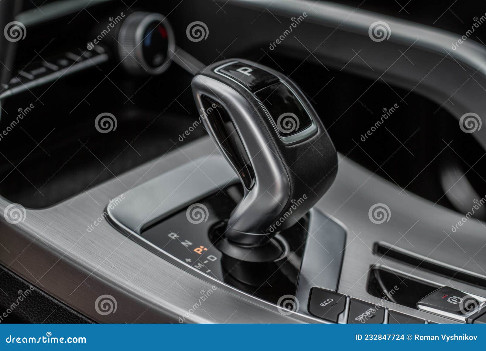 Modern Automatic Gearbox. Close Up of the Gearbox Transmission Handle ...