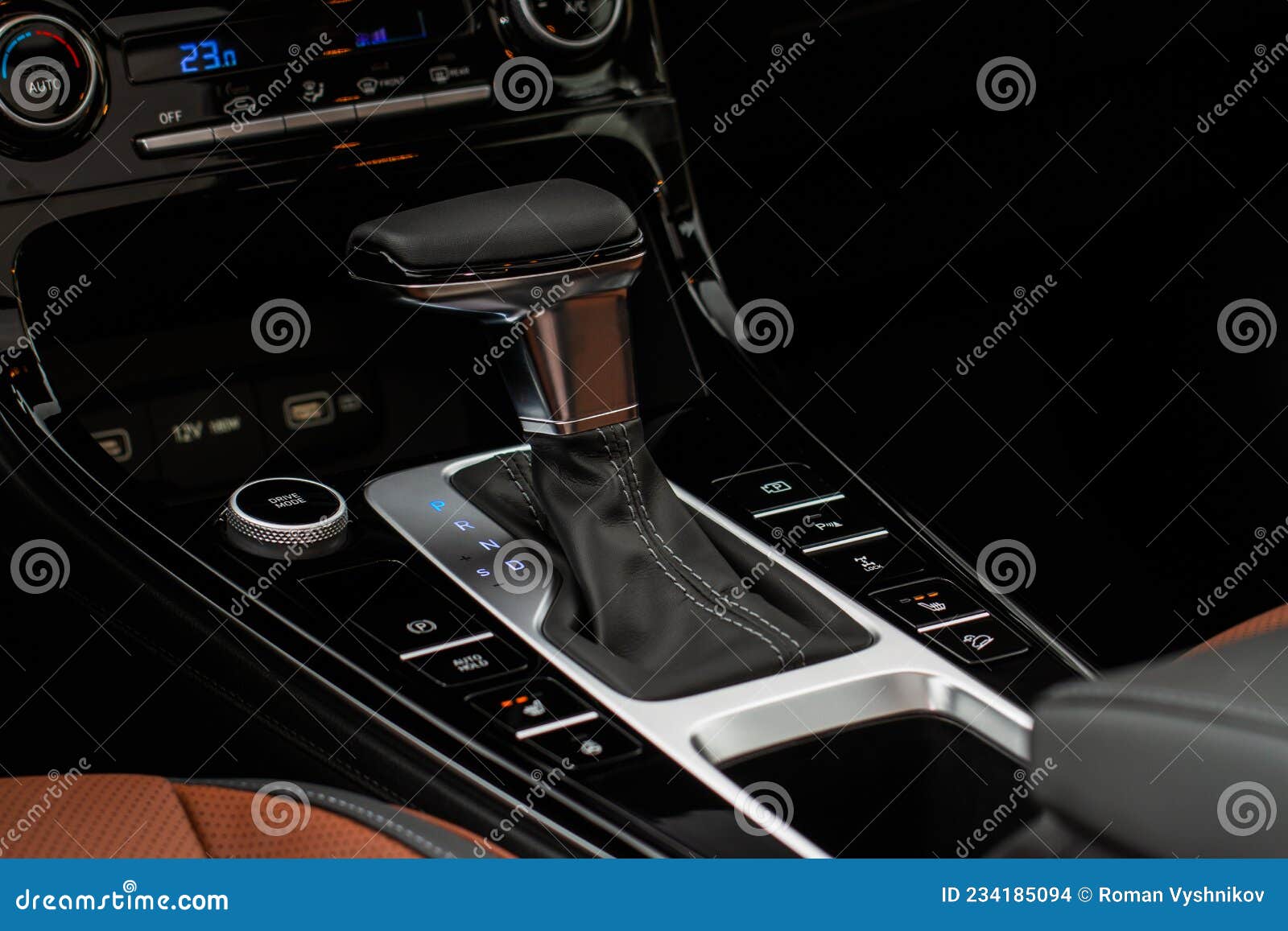 Modern Automatic Gearbox. Close Up of the Gearbox Transmission Handle ...