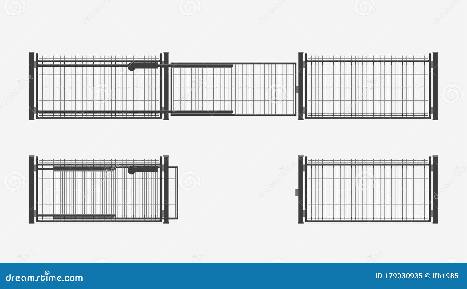 Modern Automatic Metal Gates Set Stock Vector - Illustration of flat ...