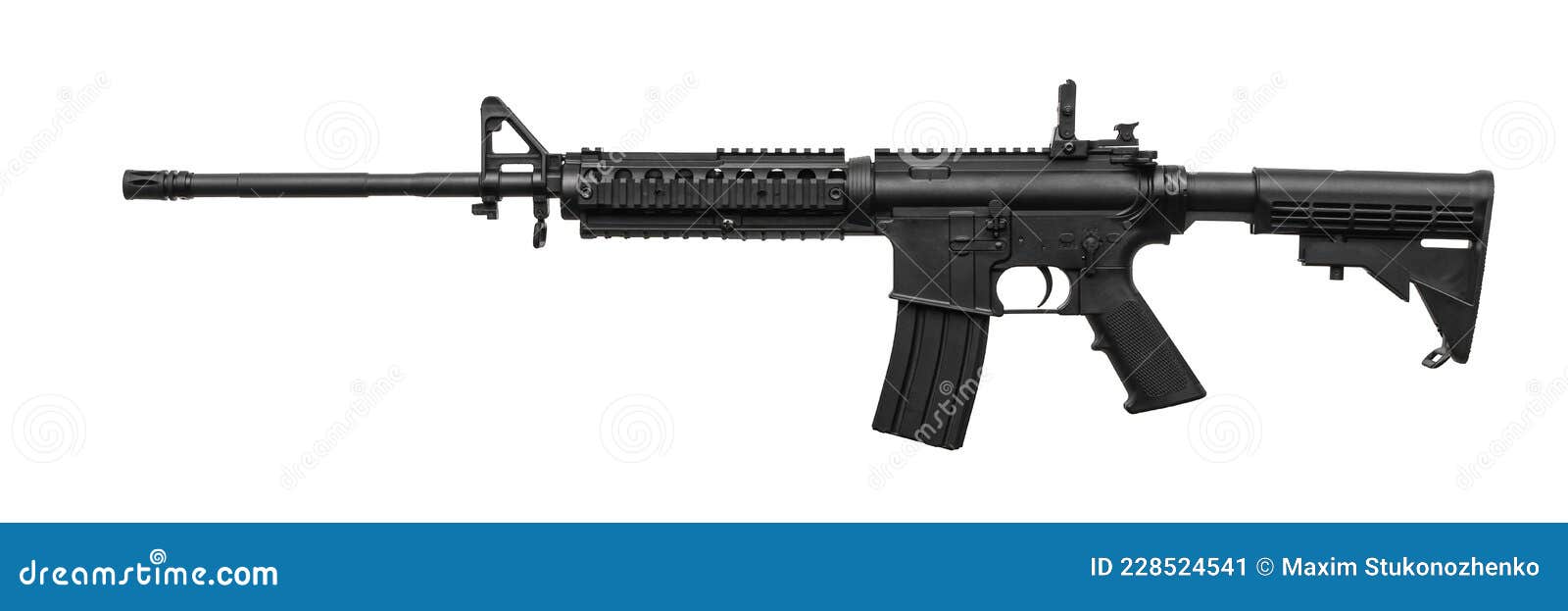 Modern Automatic Rifle Isolated on White Stock Image - Image of closeup ...
