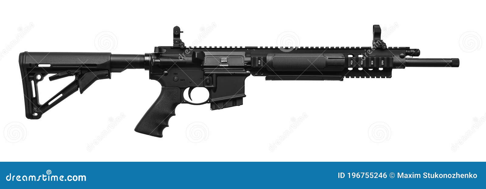 Modern Automatic Rifle Isolated on White Stock Photo - Image of ...