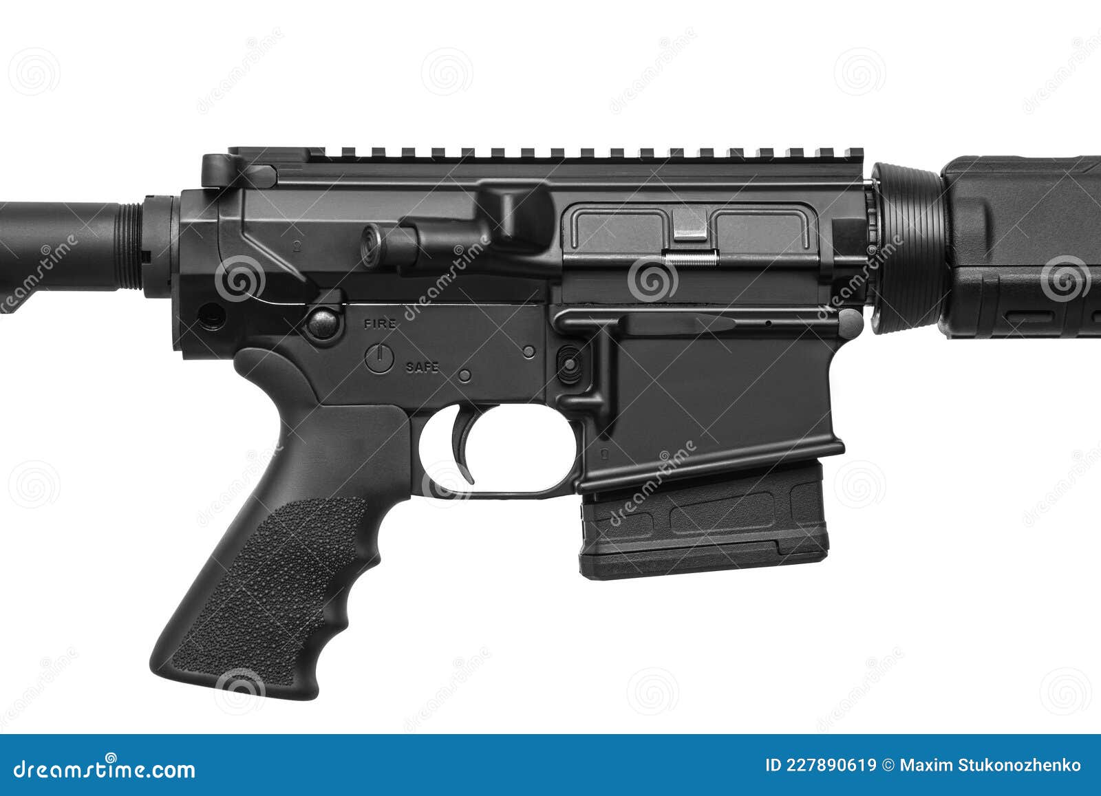 Modern Automatic Rifle Isolated on White Stock Image - Image of classic ...