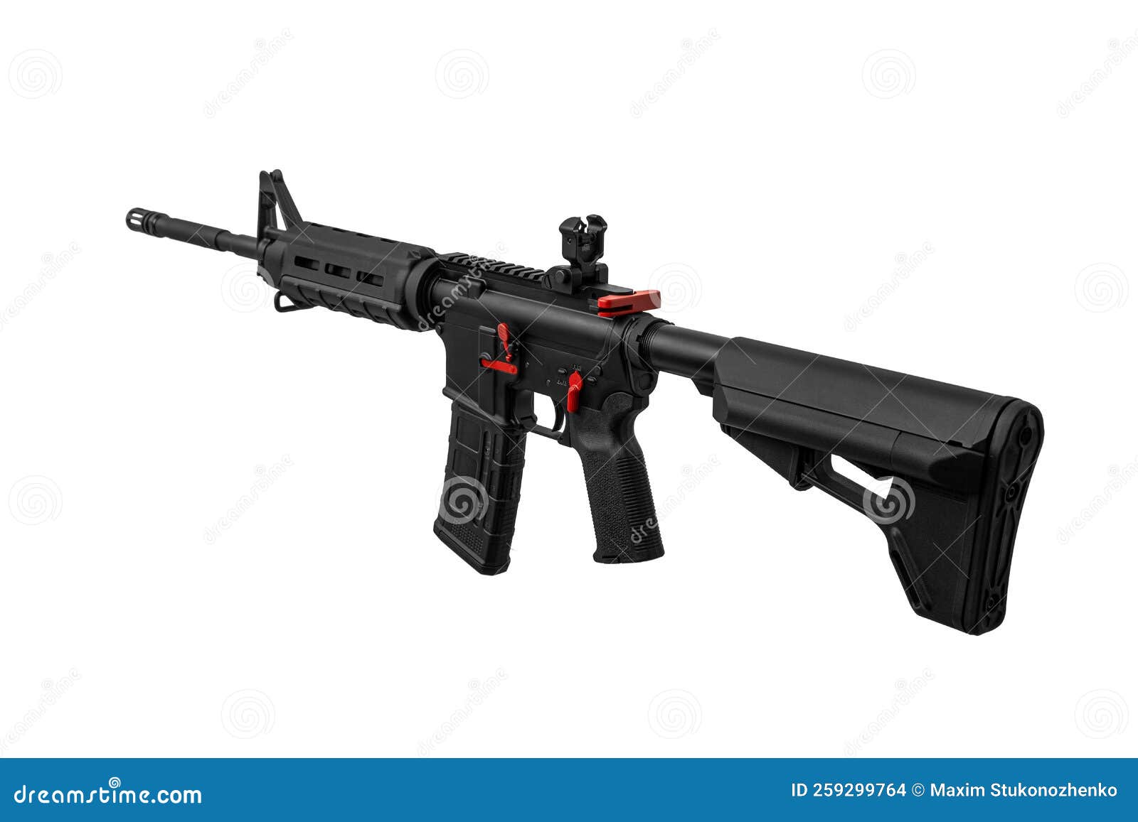 Modern Automatic Rifle with Red Elements on White Back Stock Photo ...