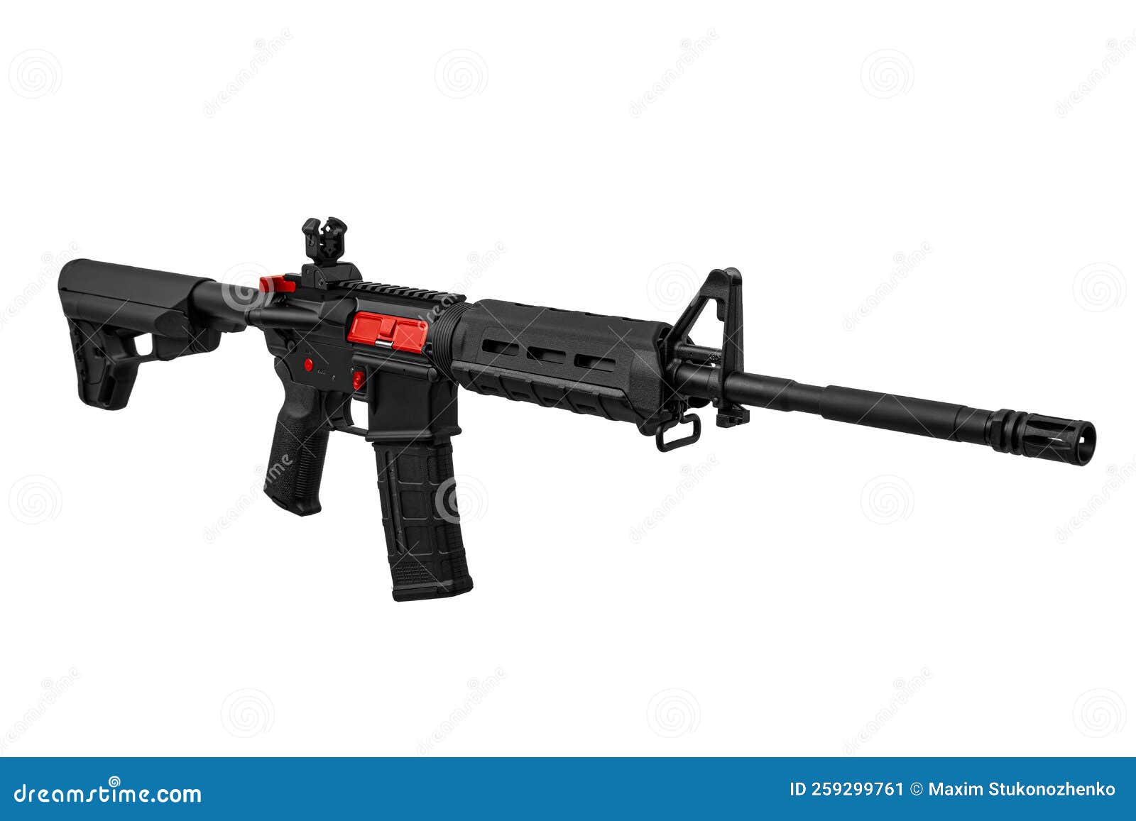 Modern Automatic Rifle with Red Elements on White Back Stock Image ...