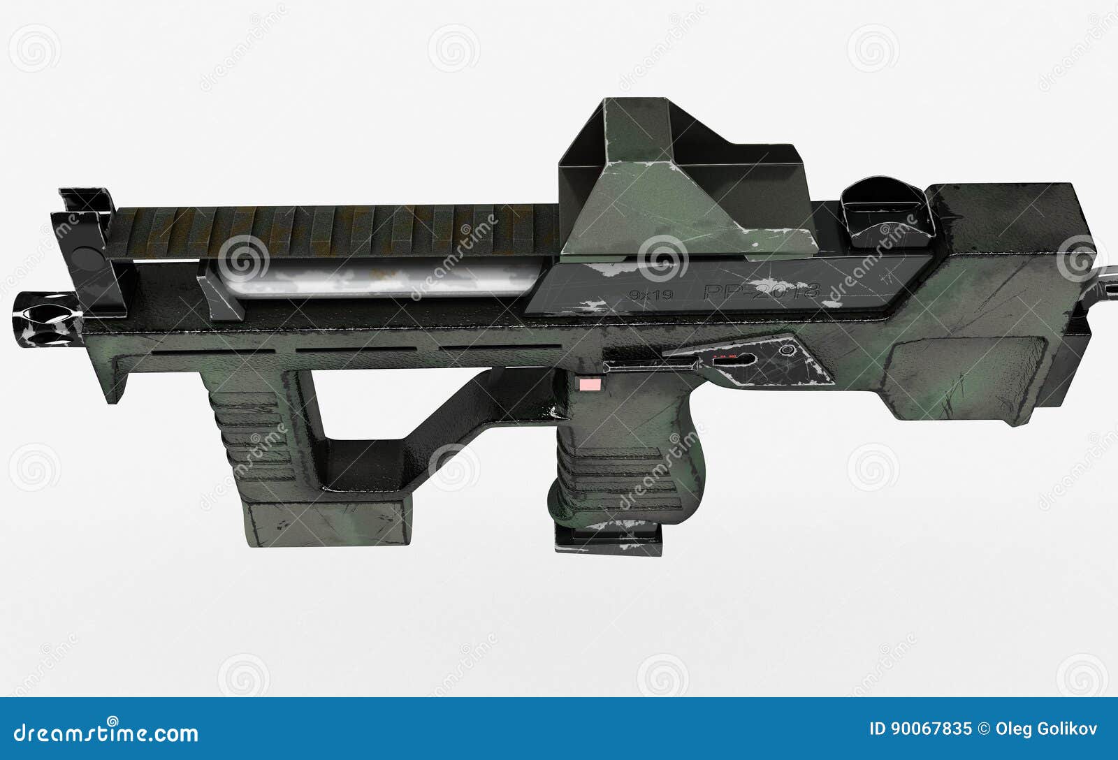 Modern Automatic Weapons Gun of a New Model. Design Concept. 3D ...
