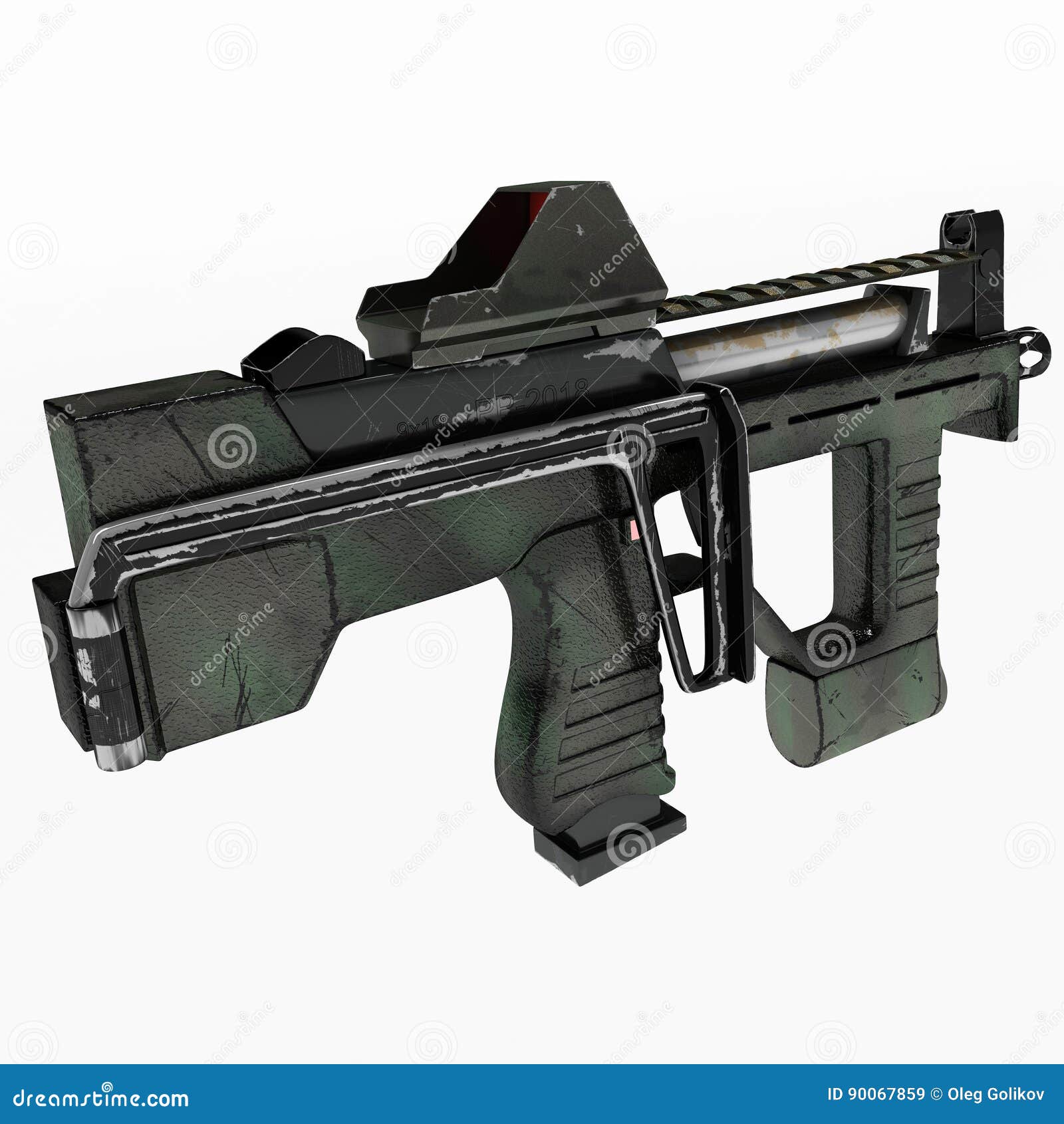 Modern Automatic Weapons Gun of a New Model. Design Concept. 3D ...