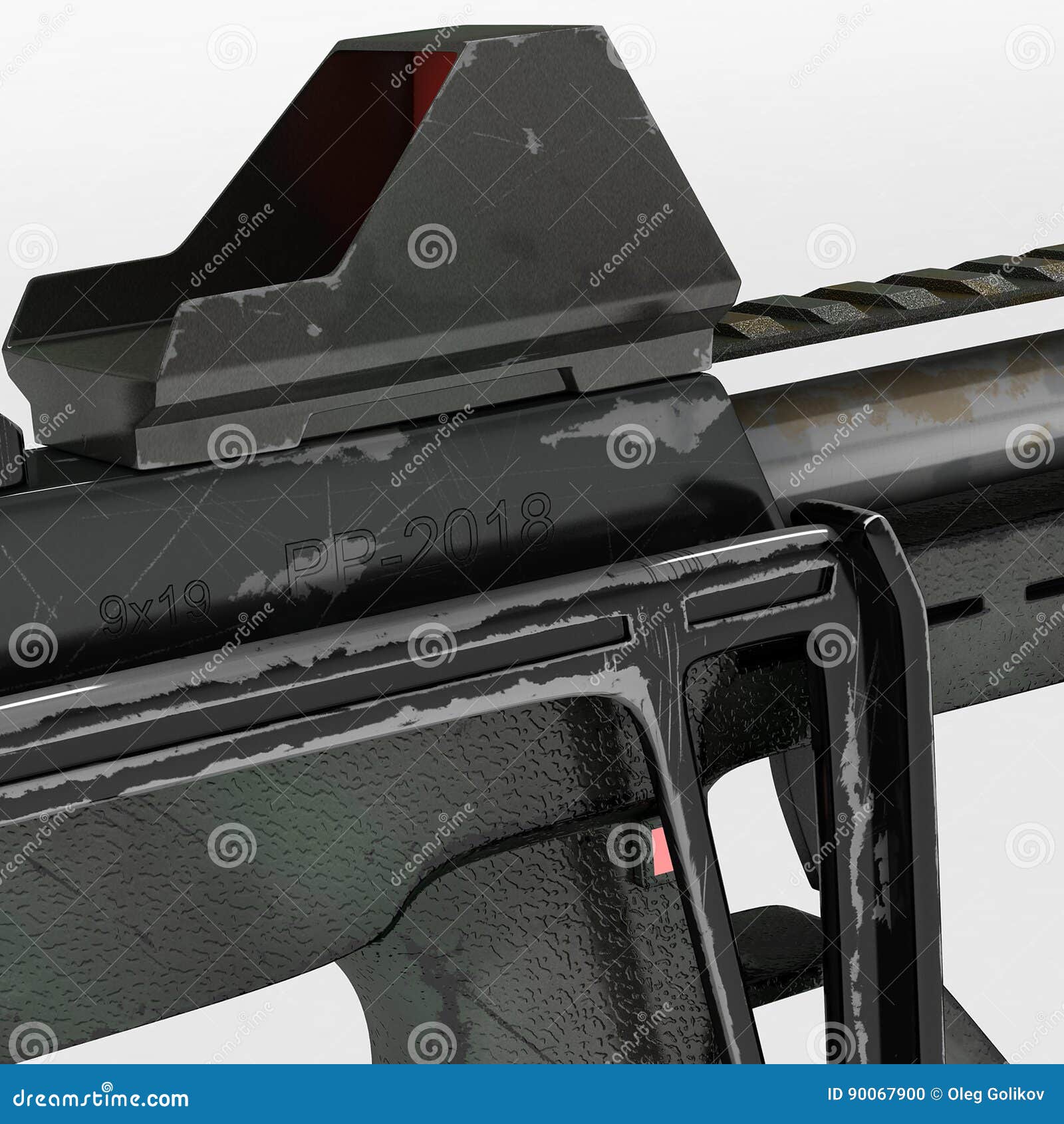 Modern Automatic Weapons Gun of a New Model. Design Concept. 3D ...