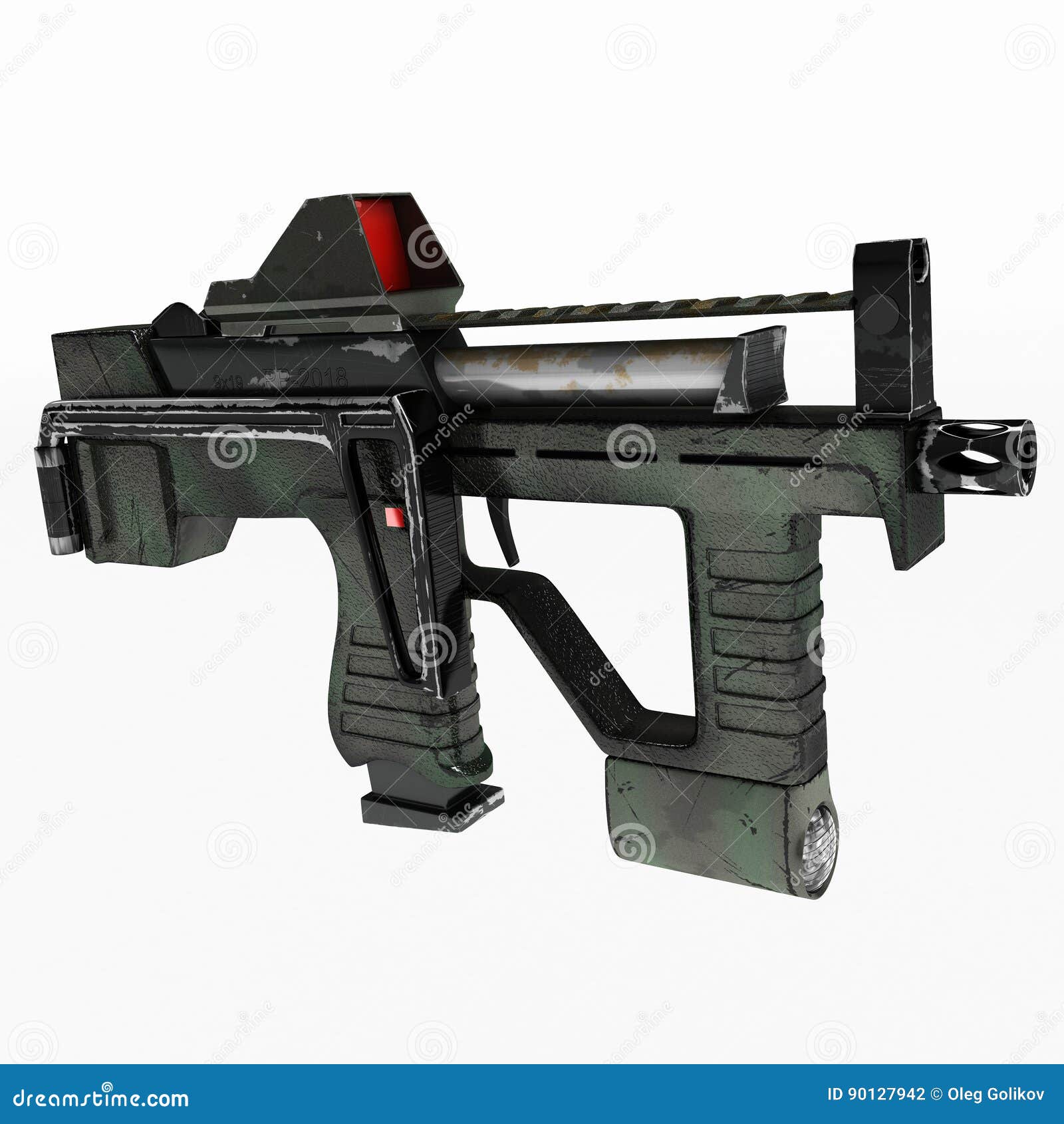 Modern Automatic Weapons Gun of a New Model. Design Concept. 3D ...