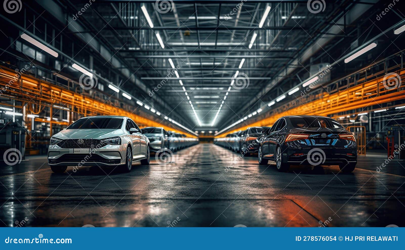 Modern Automatized Car Production in a Factory. Generative Ai Stock ...