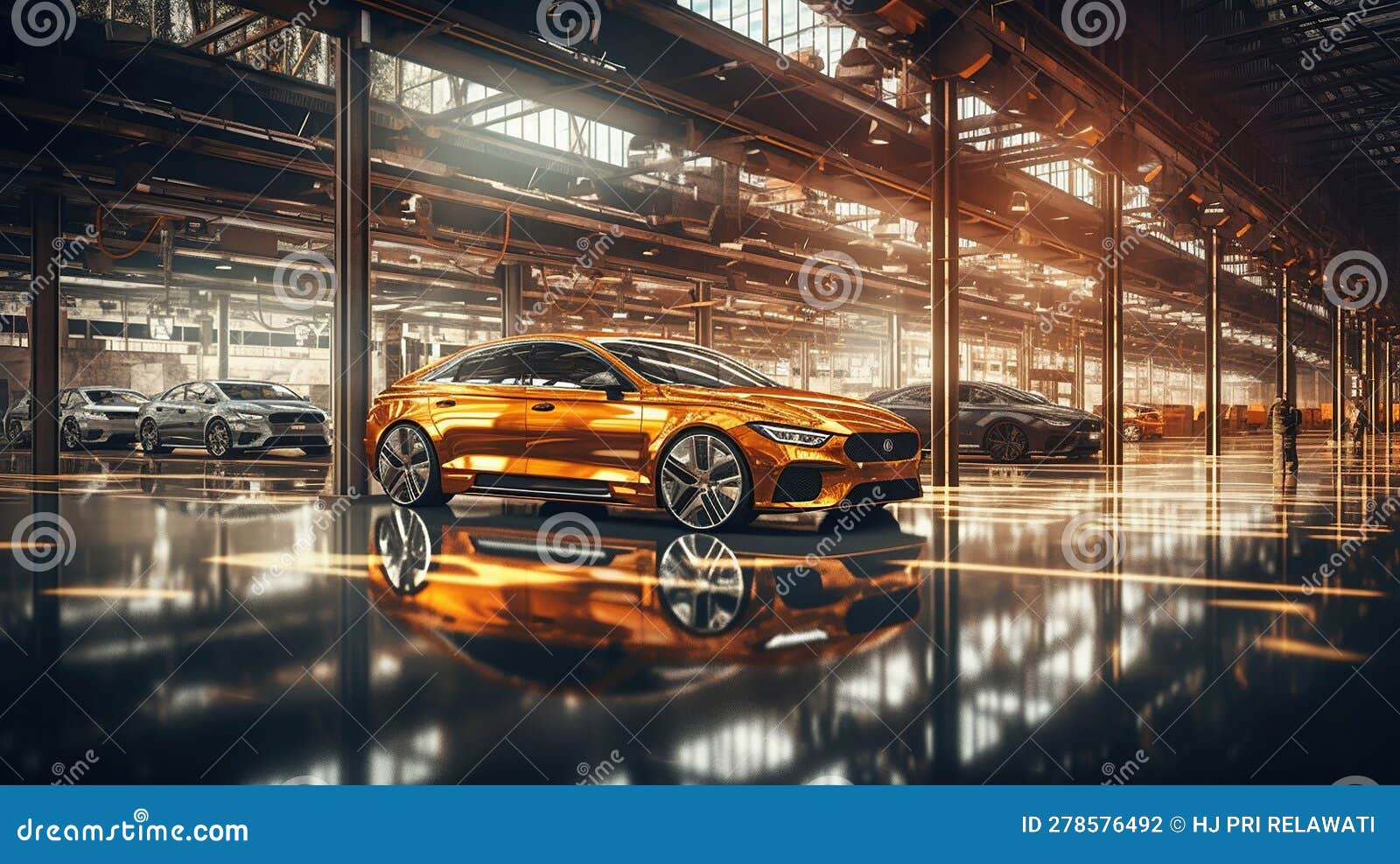Modern Automatized Car Production in a Factory. Generative Ai Stock ...