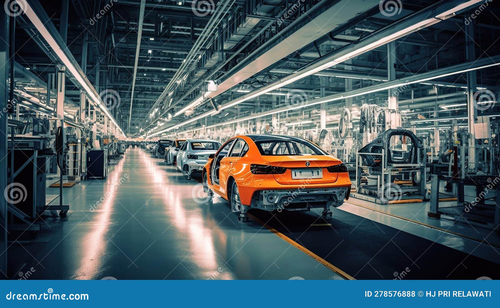 Modern Automatized Car Production in a Factory. Generative Ai Stock ...