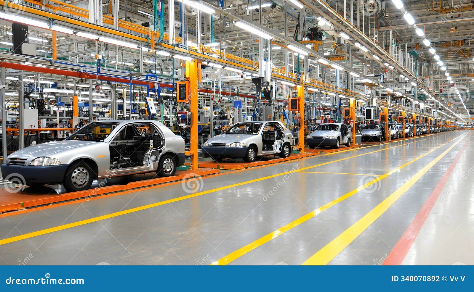 Modern Automobile Assembly Line in Action Stock Illustration ...