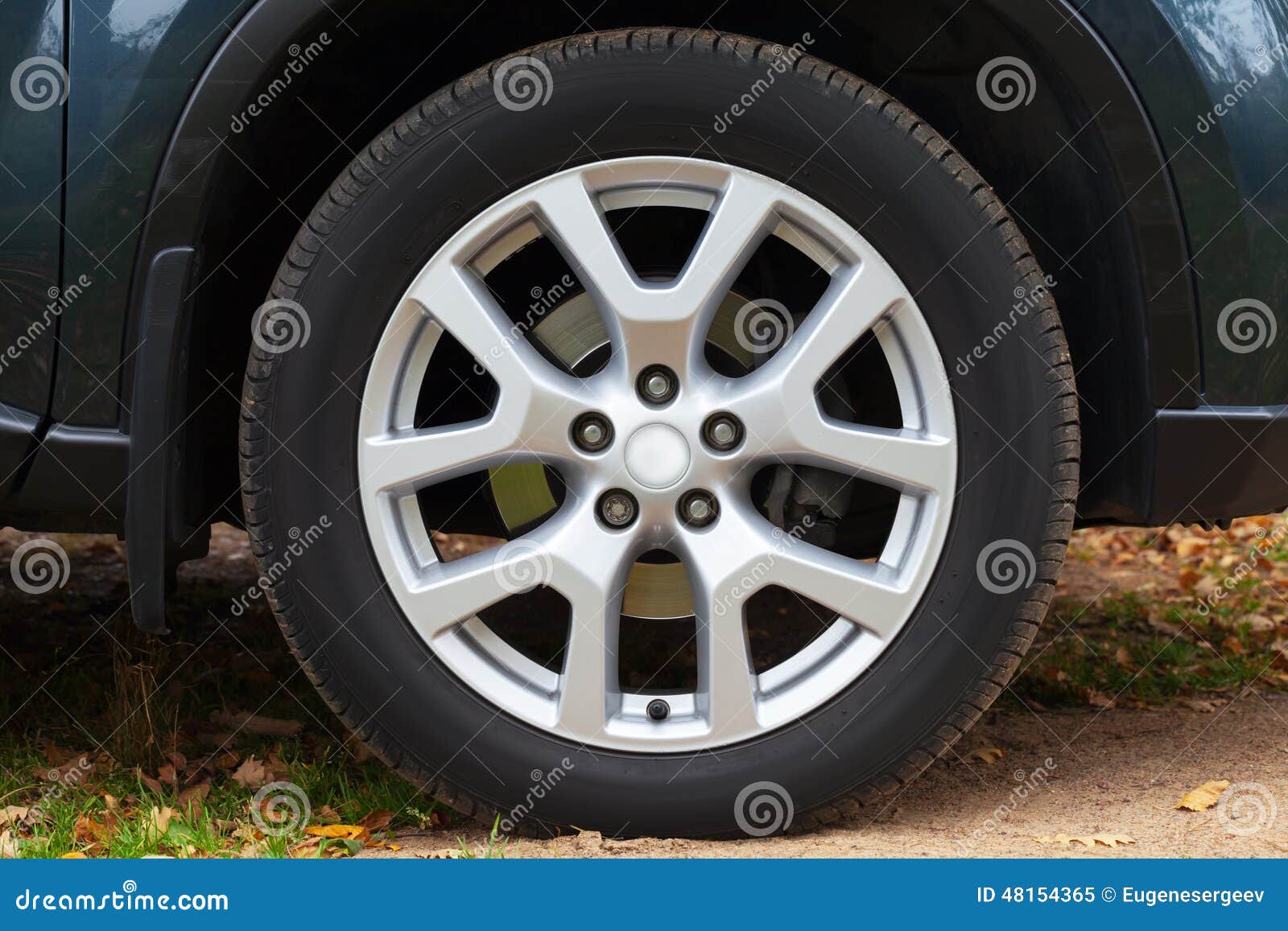 Modern Automotive Wheel on Alloy Disc Stock Image - Image of silver ...