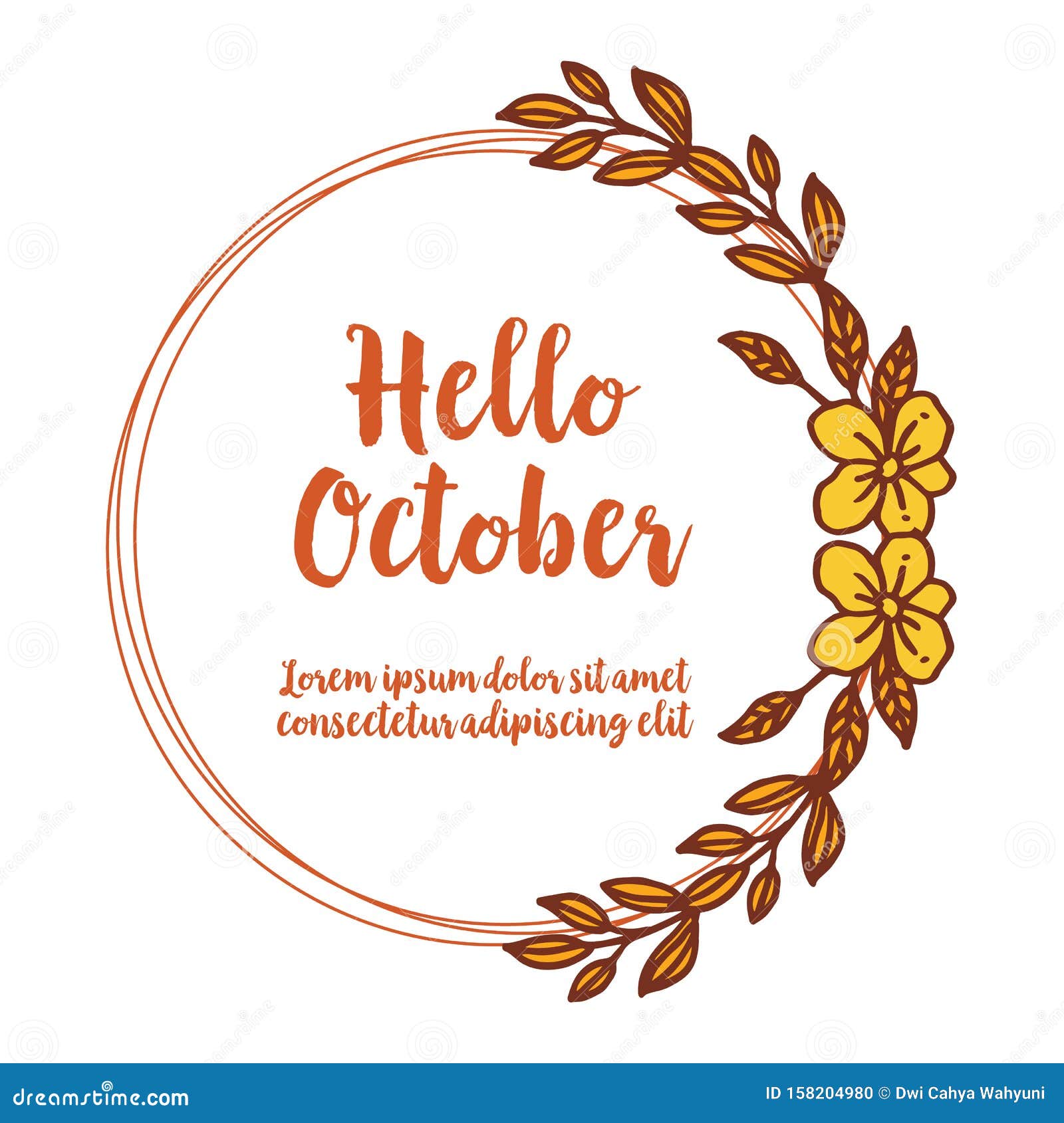 Modern Autumn Leaves and Flower Frame, for Calligraphy Hello October ...