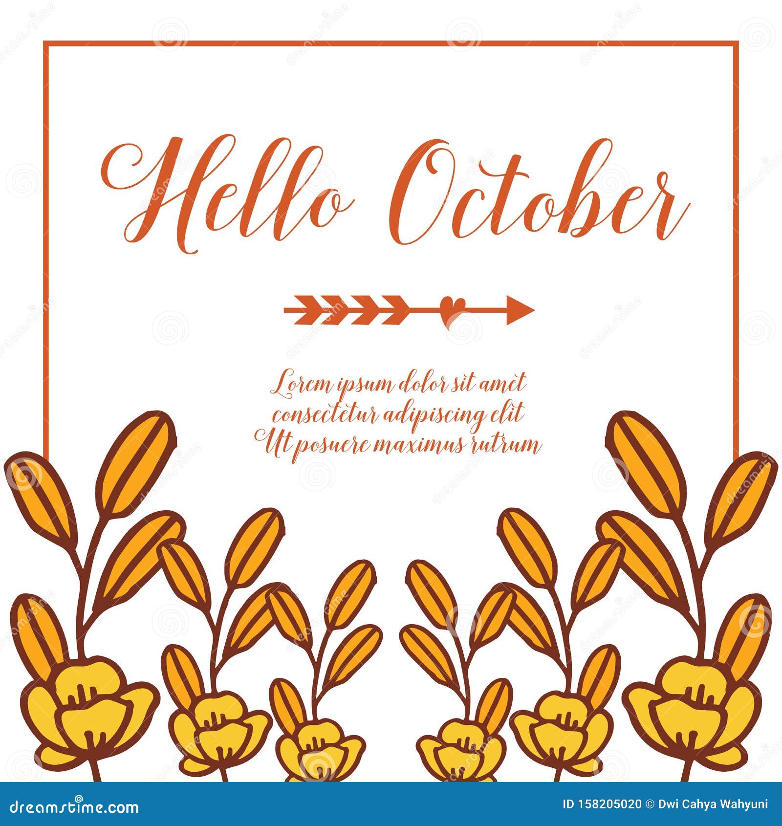 Modern Autumn Leaves and Flower Frame, for Calligraphy Hello October ...