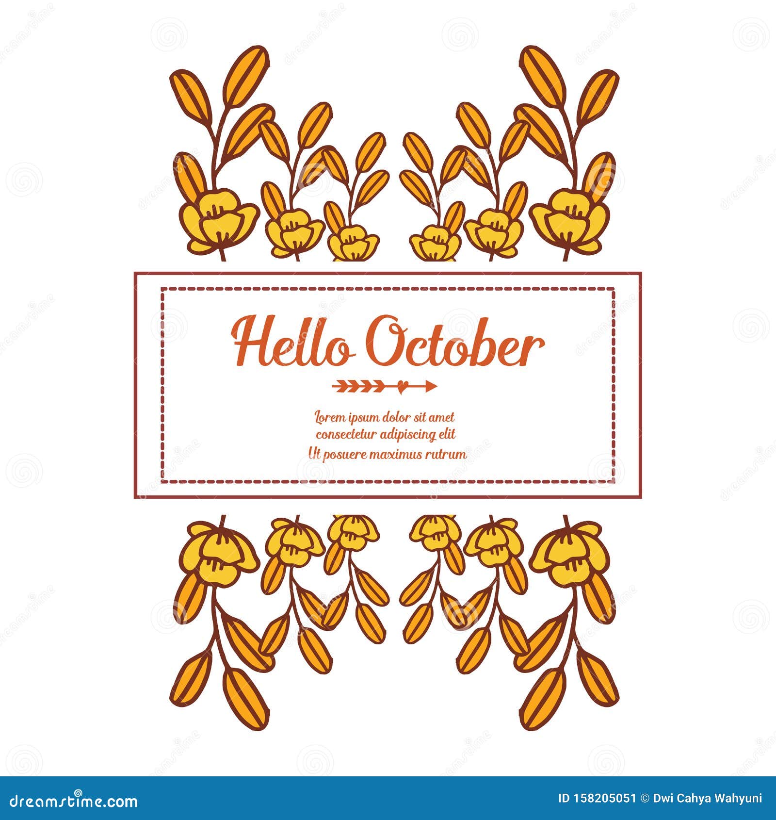 Modern Autumn Leaves and Flower Frame, for Calligraphy Hello October ...