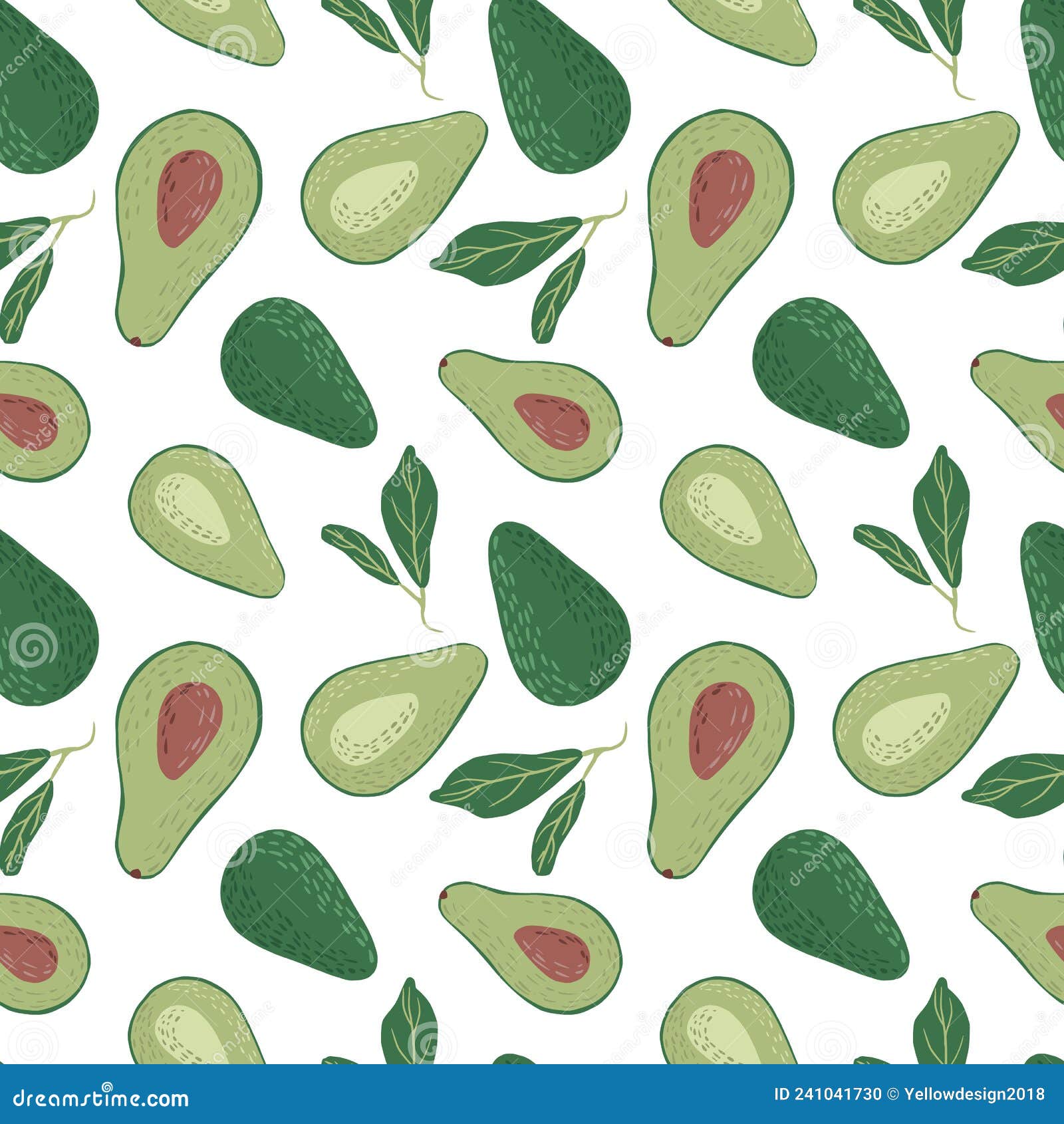 Modern Avocado Seamless Pattern Stock Vector - Illustration of drawing ...